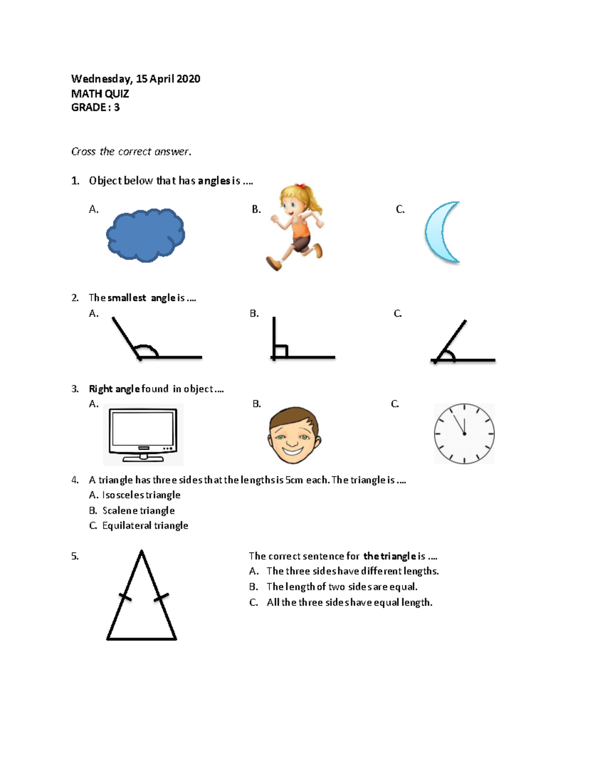 490289974-MATH-QUIZx - Wednesday, 15 April 2020 MATH QUIZ GRADE : 3 ...