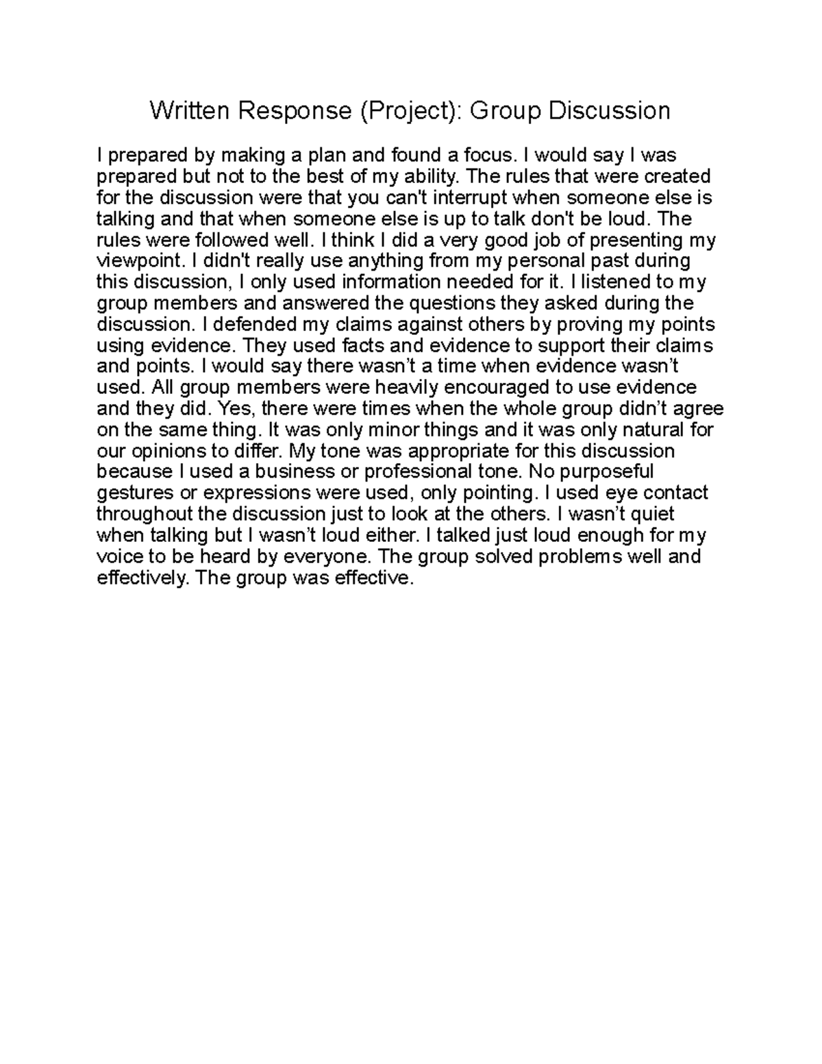 Untitled document - English Project - Written Response (Project): Group ...