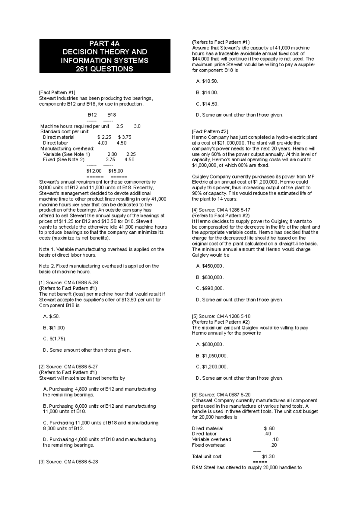 SCM CH14 MC KEY pdfslide - PART 4A DECISION THEORY AND INFORMATION ...