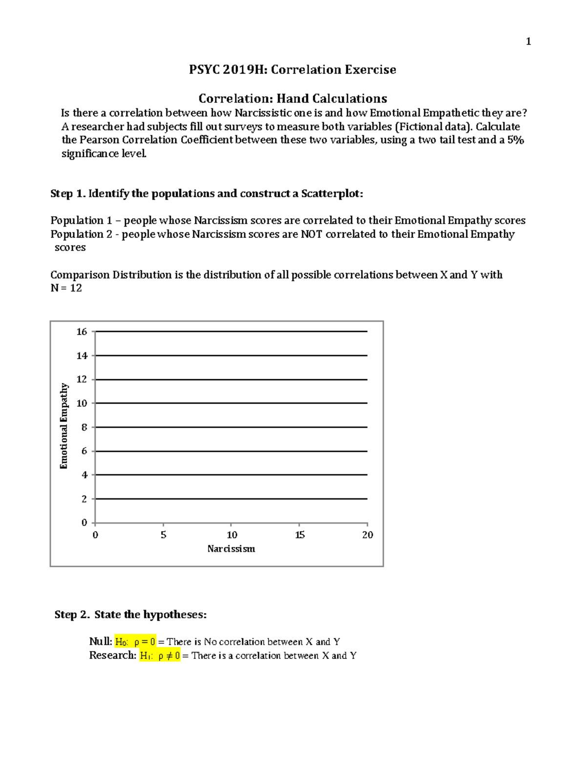 Correlation Student No Regression - PSYC 2019H: Correlation Exercise ...