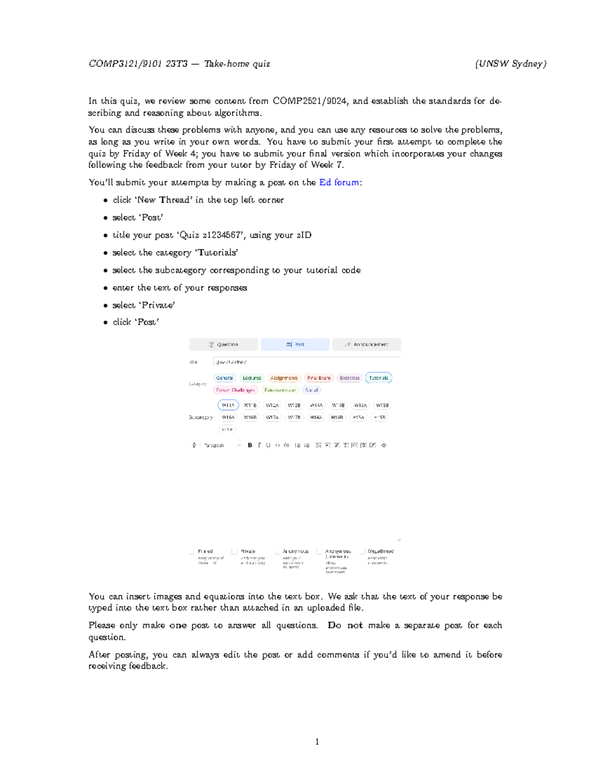 COMP3121 Quiz Questions - In this quiz, we review some content from COMP2521/9024, and establish ...