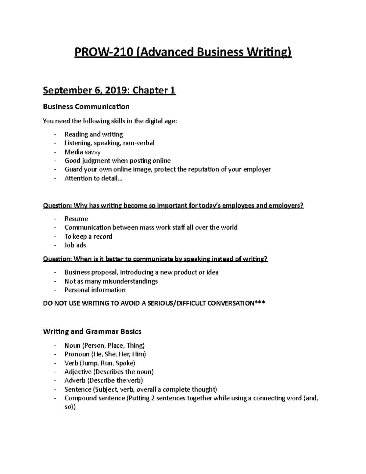 Business Writing 210 newest - PROW-210 (Advanced Business Writing ...