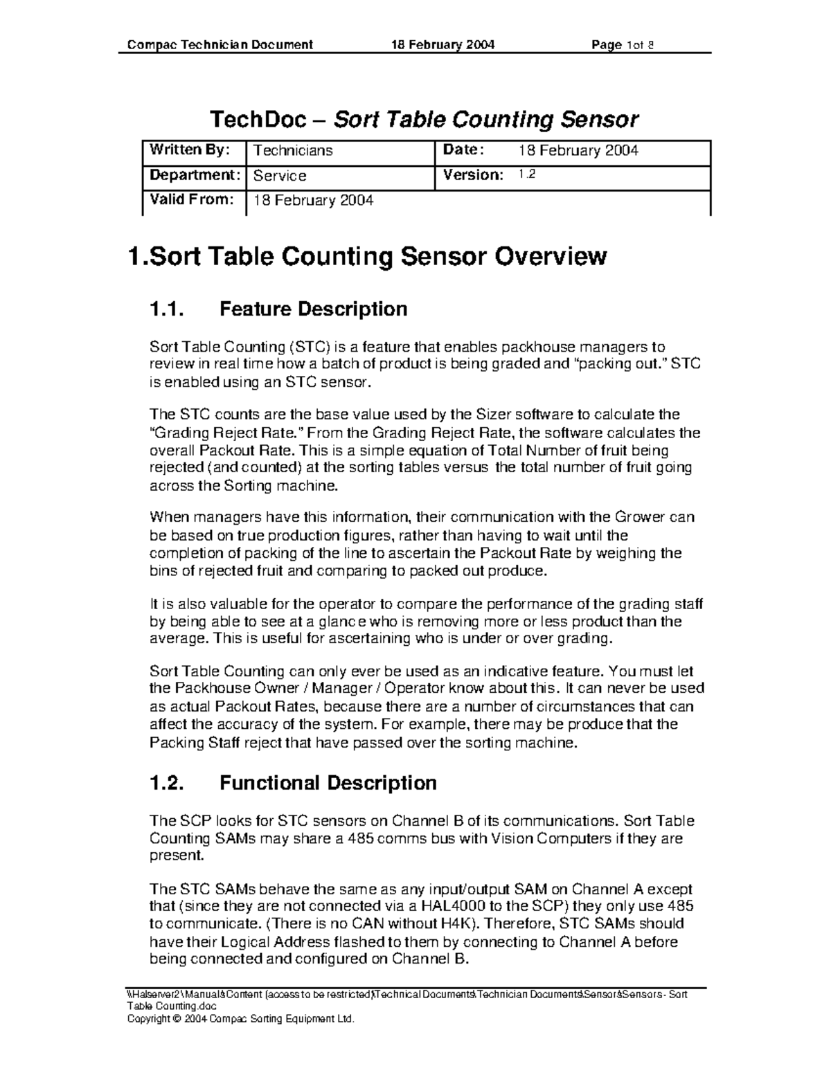 Sensors - Sort Table Counting - \Halserver2 \Manuals\ Content (access ...