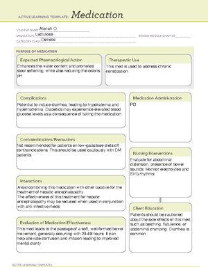 Losartan med card - ACTIVE LEARNING TEMPLATES TherapeuTic procedure A ...