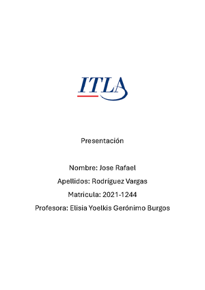 Tarea 3, Unidad 6-Karla Soto-20231362 - Instituto Tecnológico de las ...