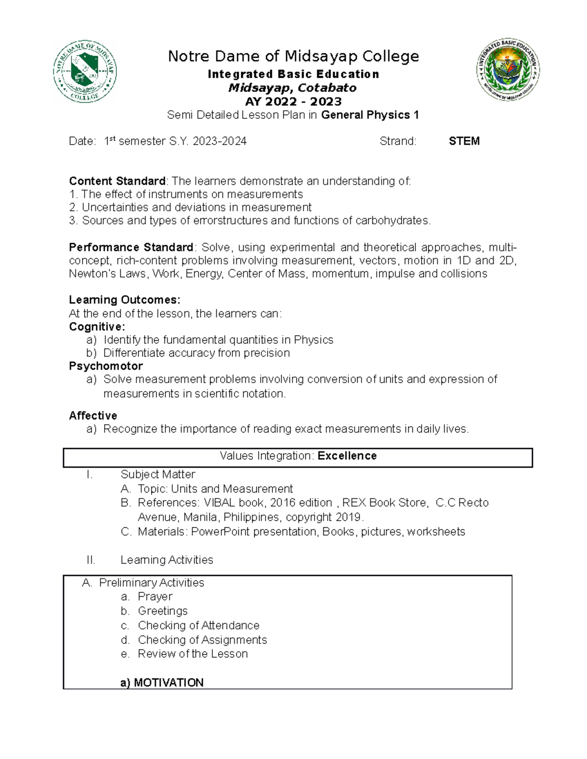 1. Gen.Physics 1 - It has a step by step lecture activity. - Notre Dame ...