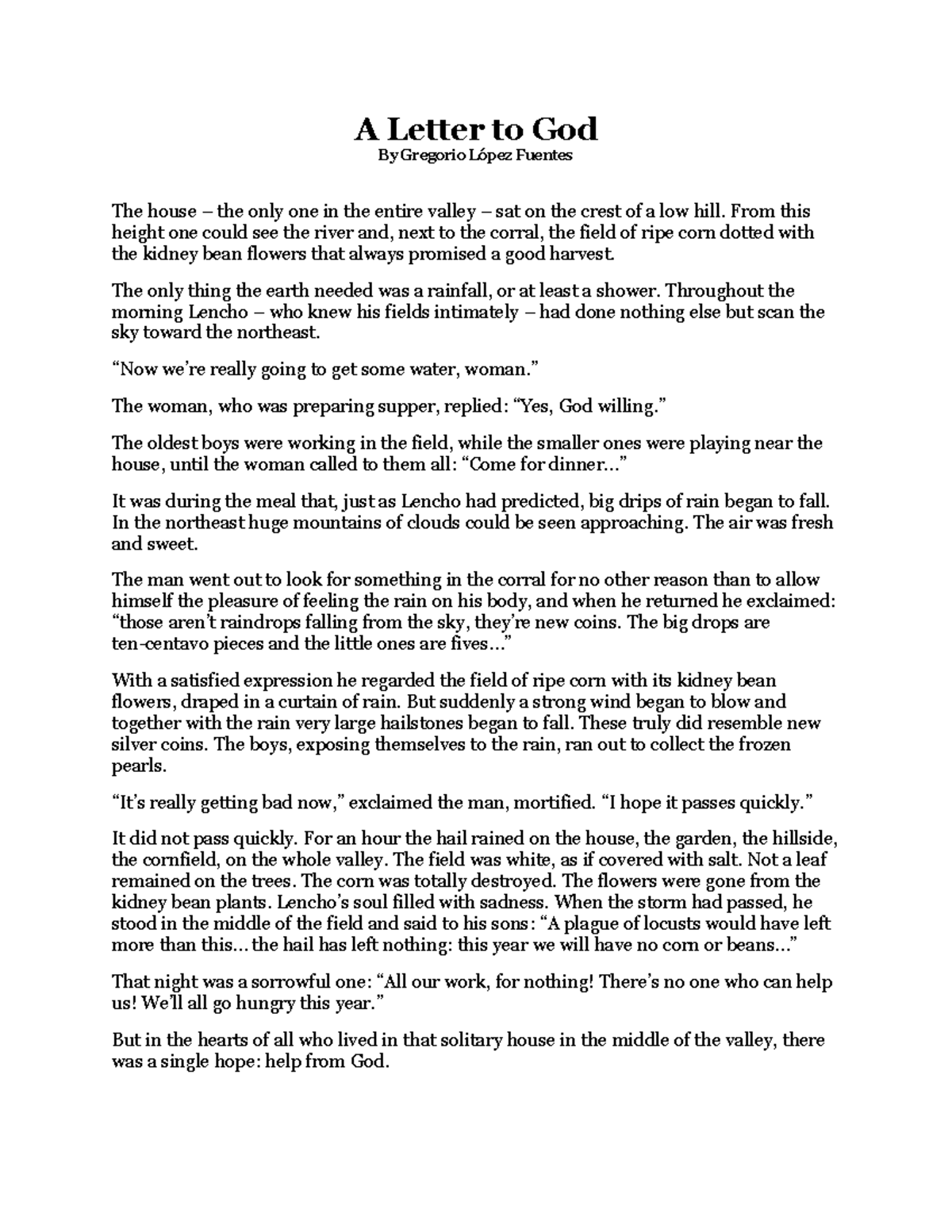 A Letter to God - okeeeeyyyt - A Letter to God By Gregorio López ...