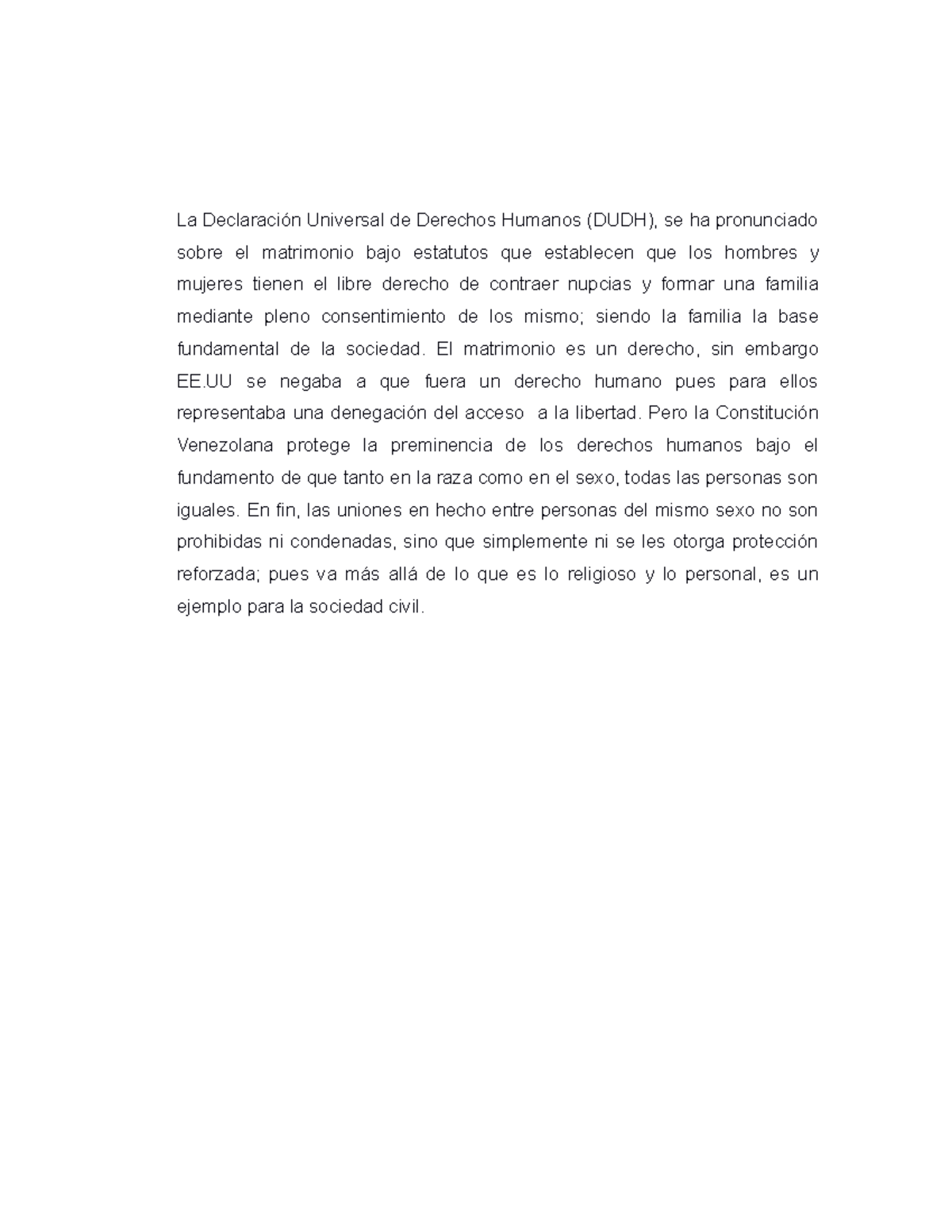 Analisis DEL Matrimonio DUD-CV - La Declaración Universal de Derechos ...