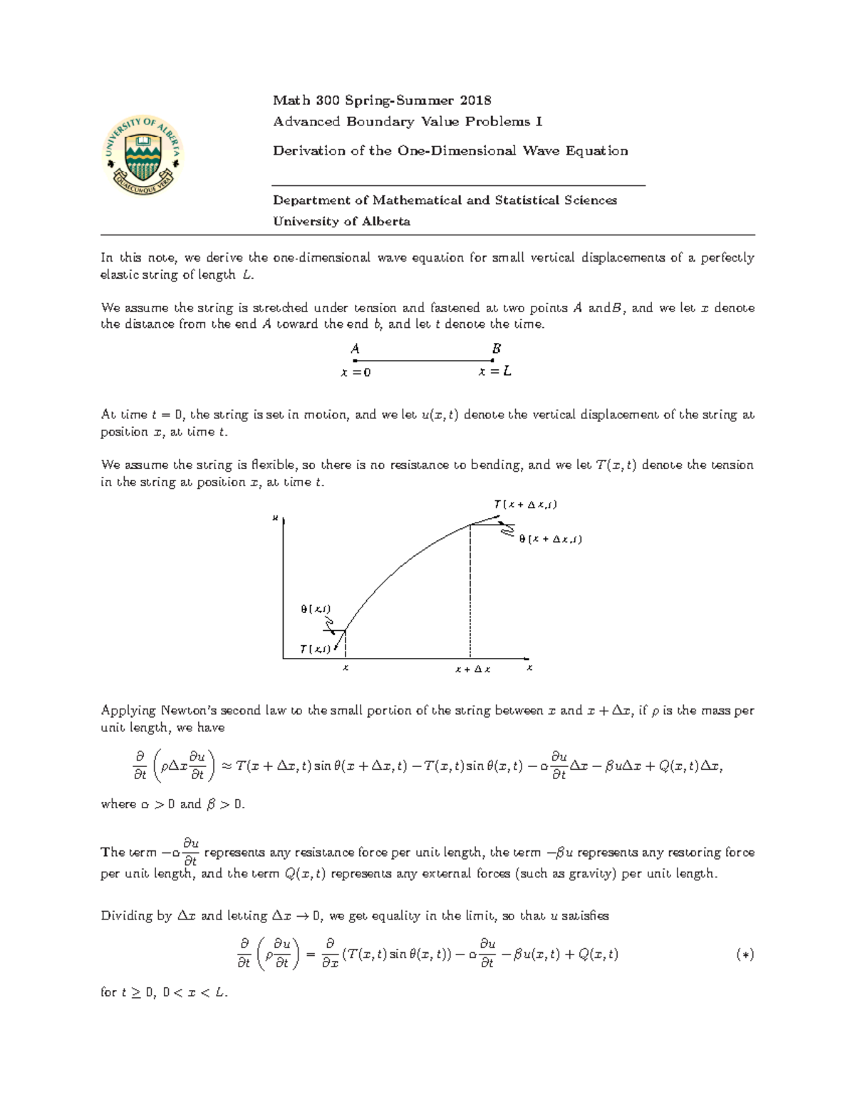 Deriv wave eqn - want to use it for lectures - Math 300 Spring-Summer ...