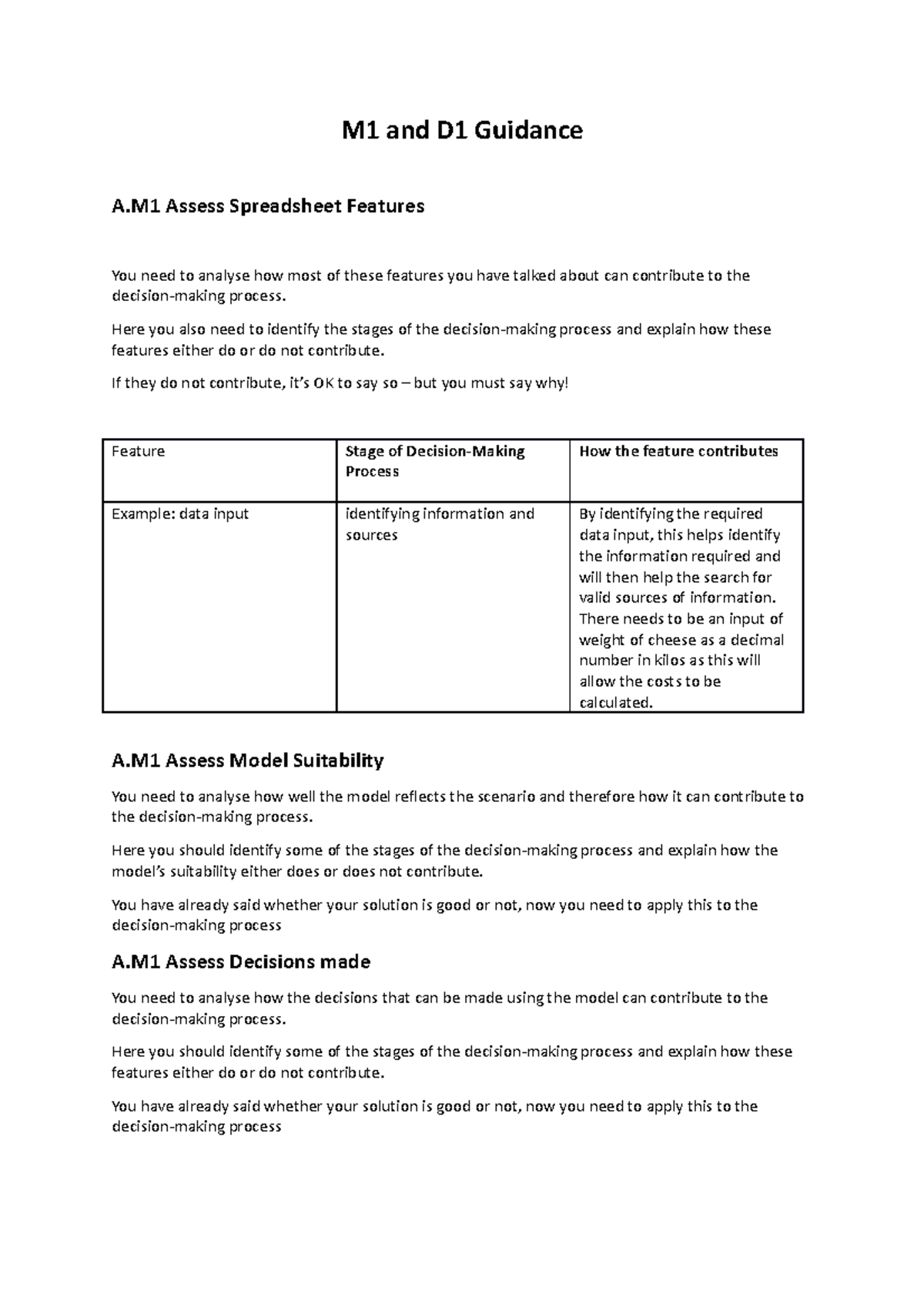 M1and D1 Guidance - nbm - M1 and D1 Guidance A Assess Spreadsheet ...
