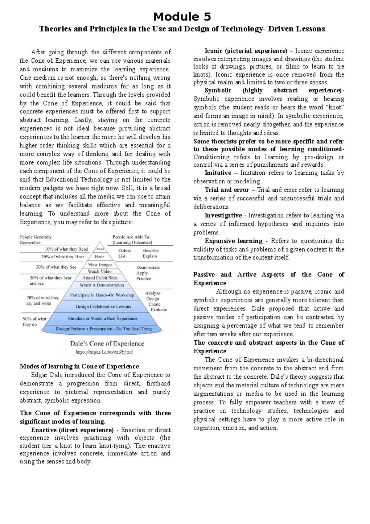 Cone-of-Experience - Notes - After going through the different ...