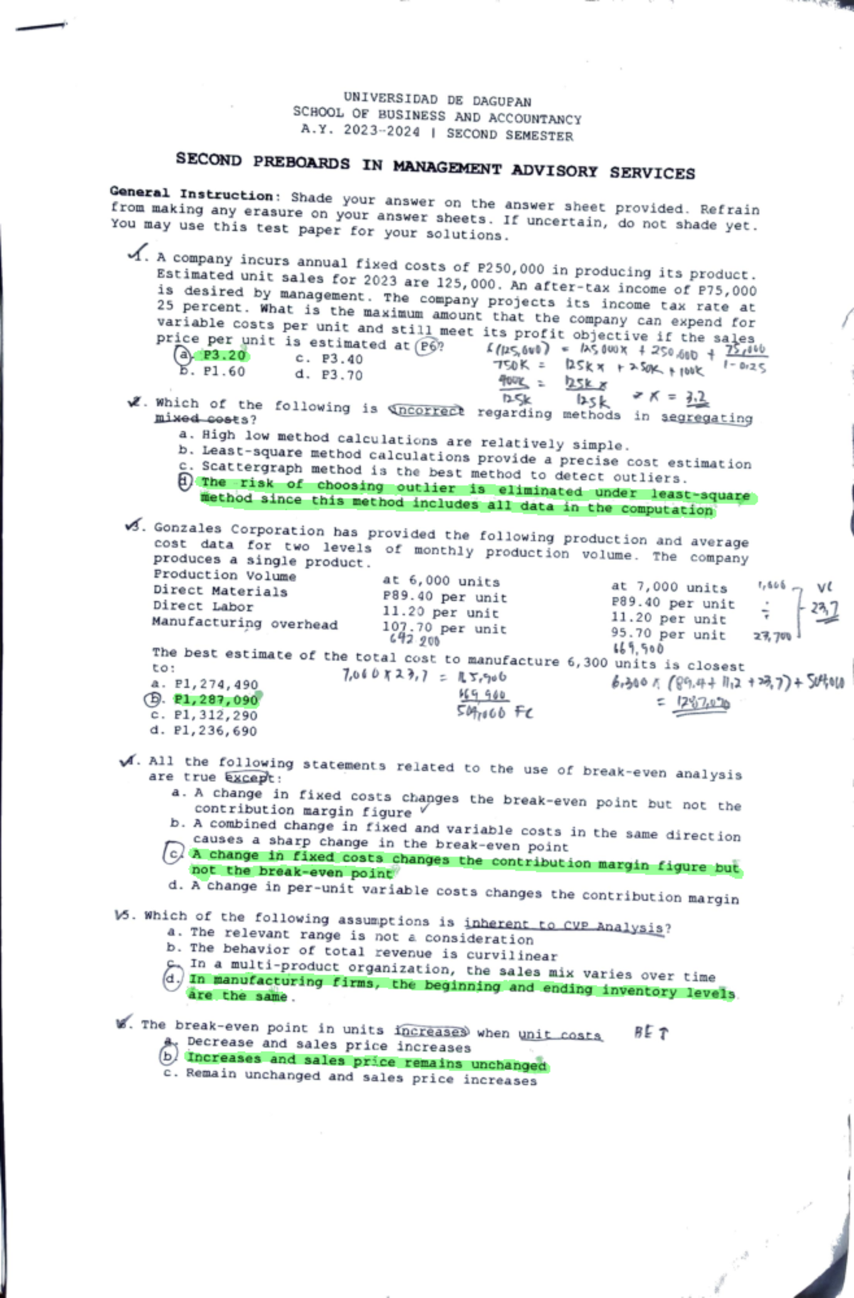 Second Preboards MAS UDD 2023-2024 - UNIVERSIDAD DE DAGUPAN SCHOOL OF ...