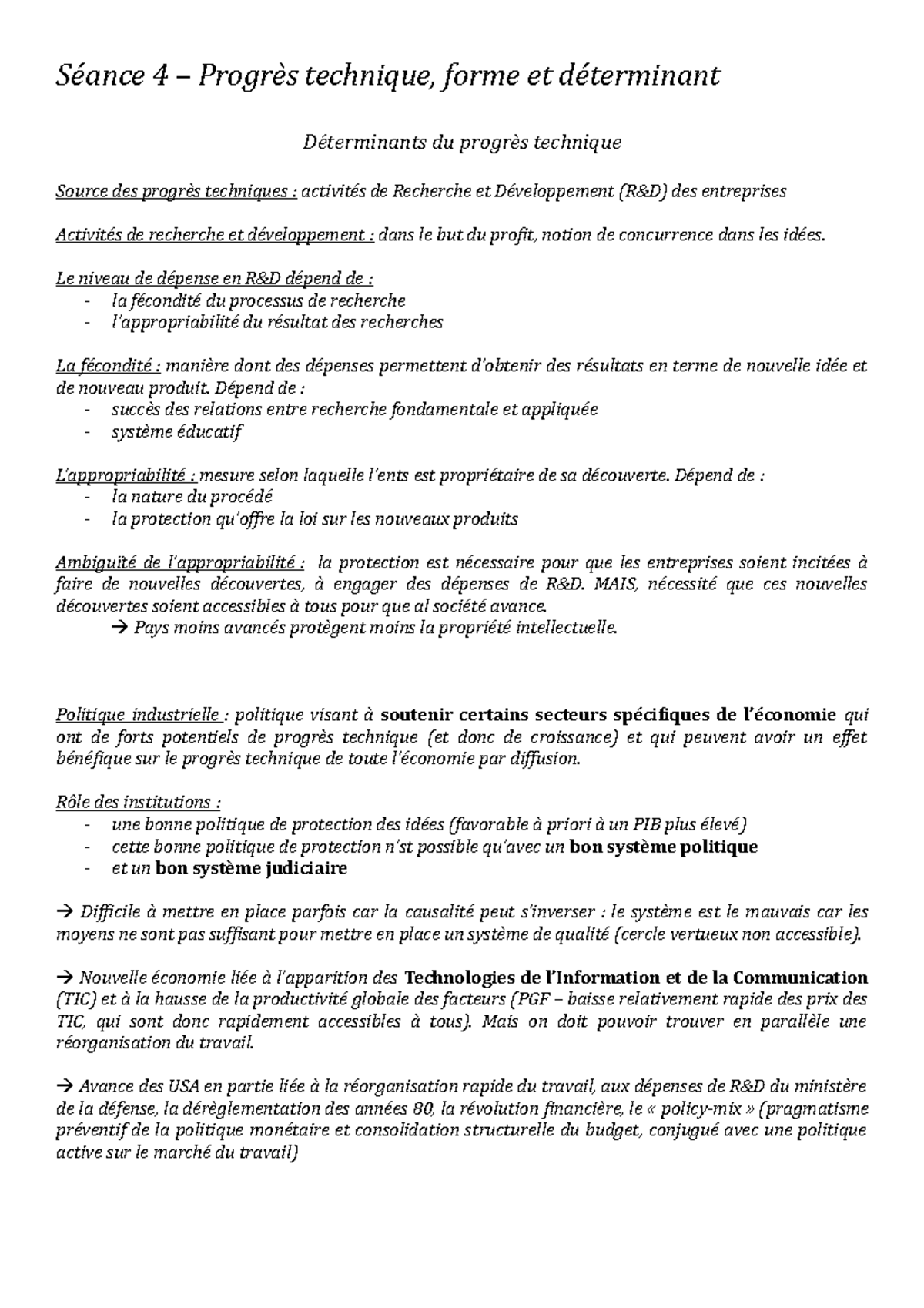 Séance 4 – Progrès technique, forme et déterminant - Séance 4 – Progrès ...