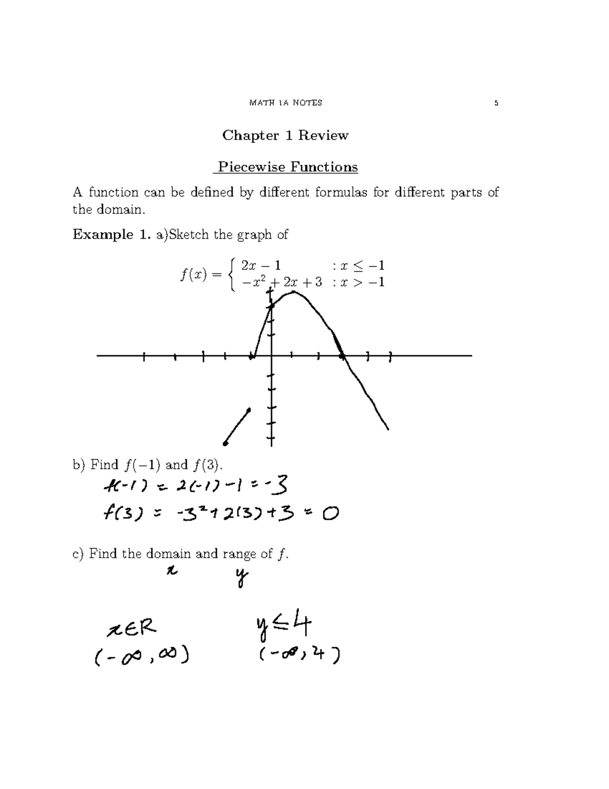 Math1anotes Fall 2020 - Go over the basic calculus and the tangent and ...