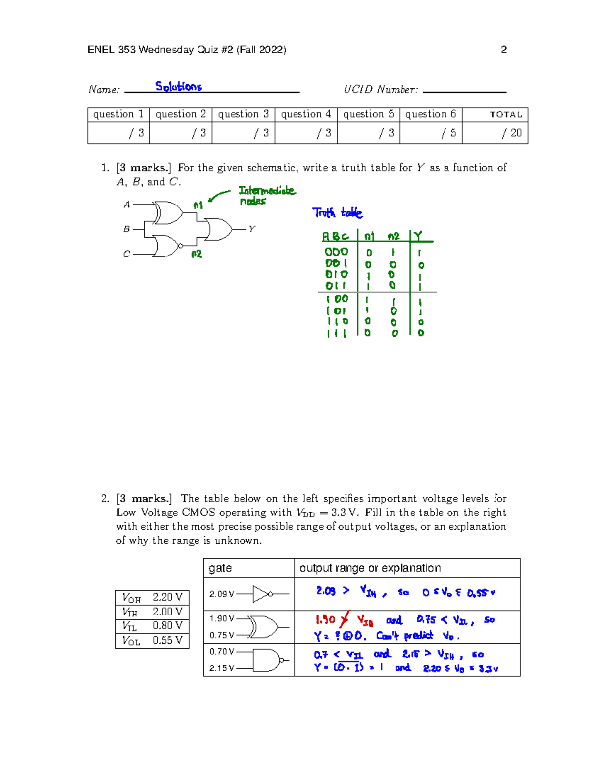 Quiz2 T02 solutions - ENEL 353 Wednesday Quiz #2 (Fall 2022) 2 Name ...