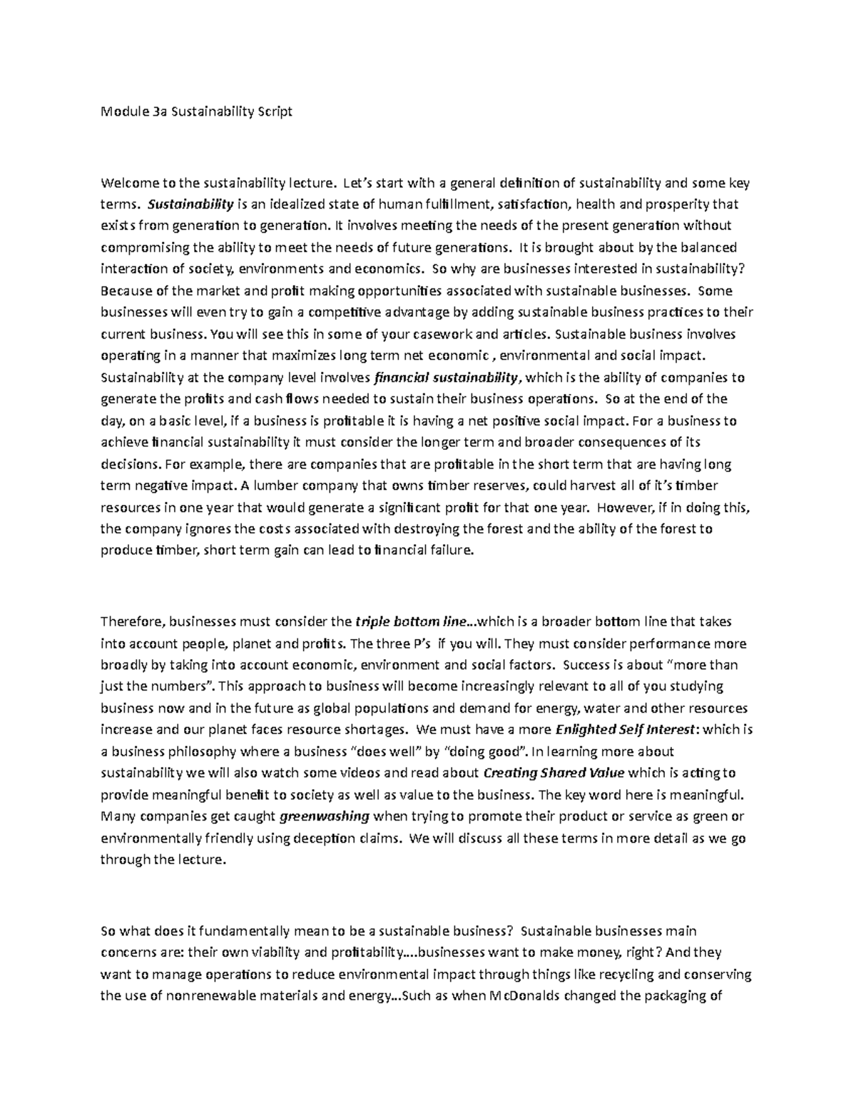 Learning Module 3a Sustainability Script Fall 2021 - Module 3a ...