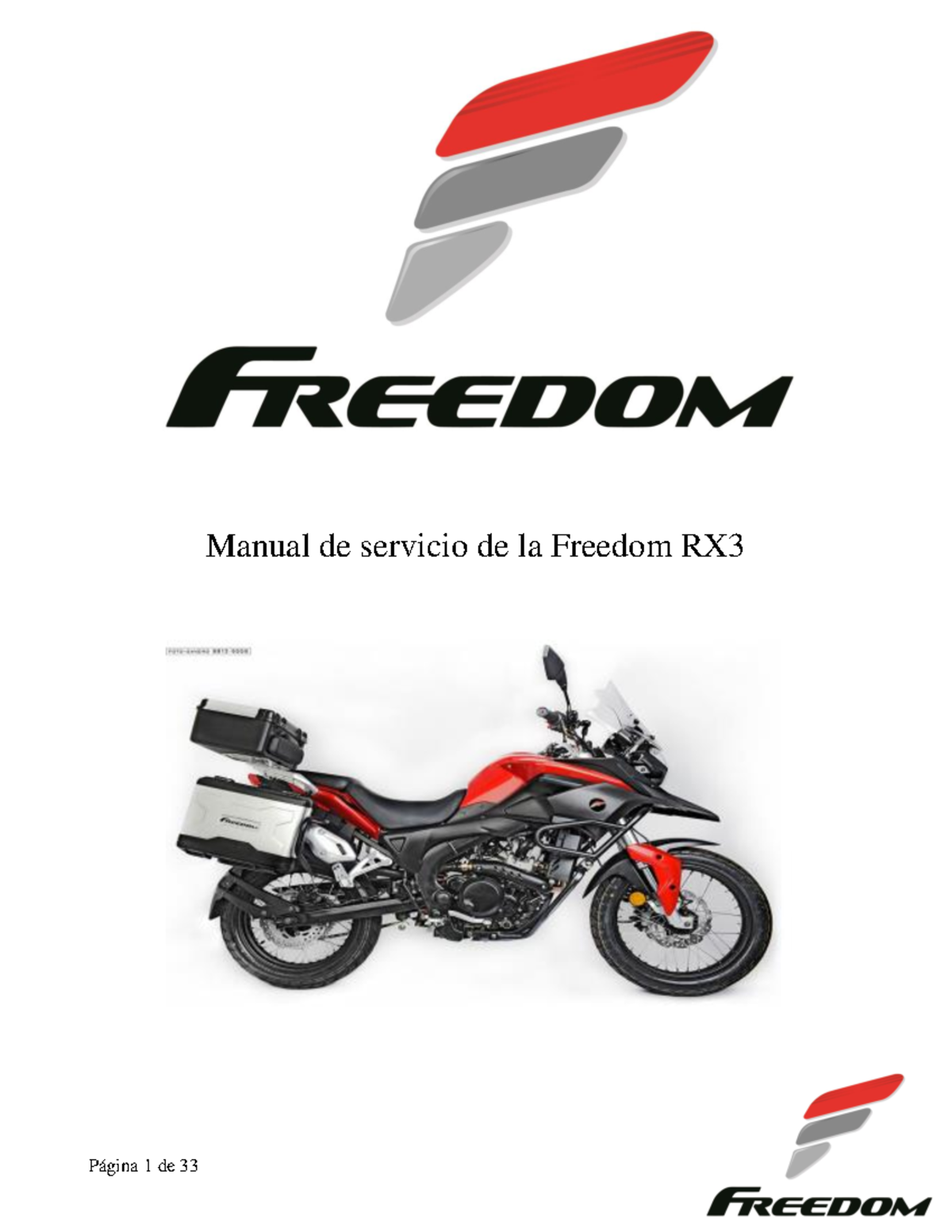 Manual de servicio RX3 Freedom - CONTENIDO: Página 1 de Manual de ...