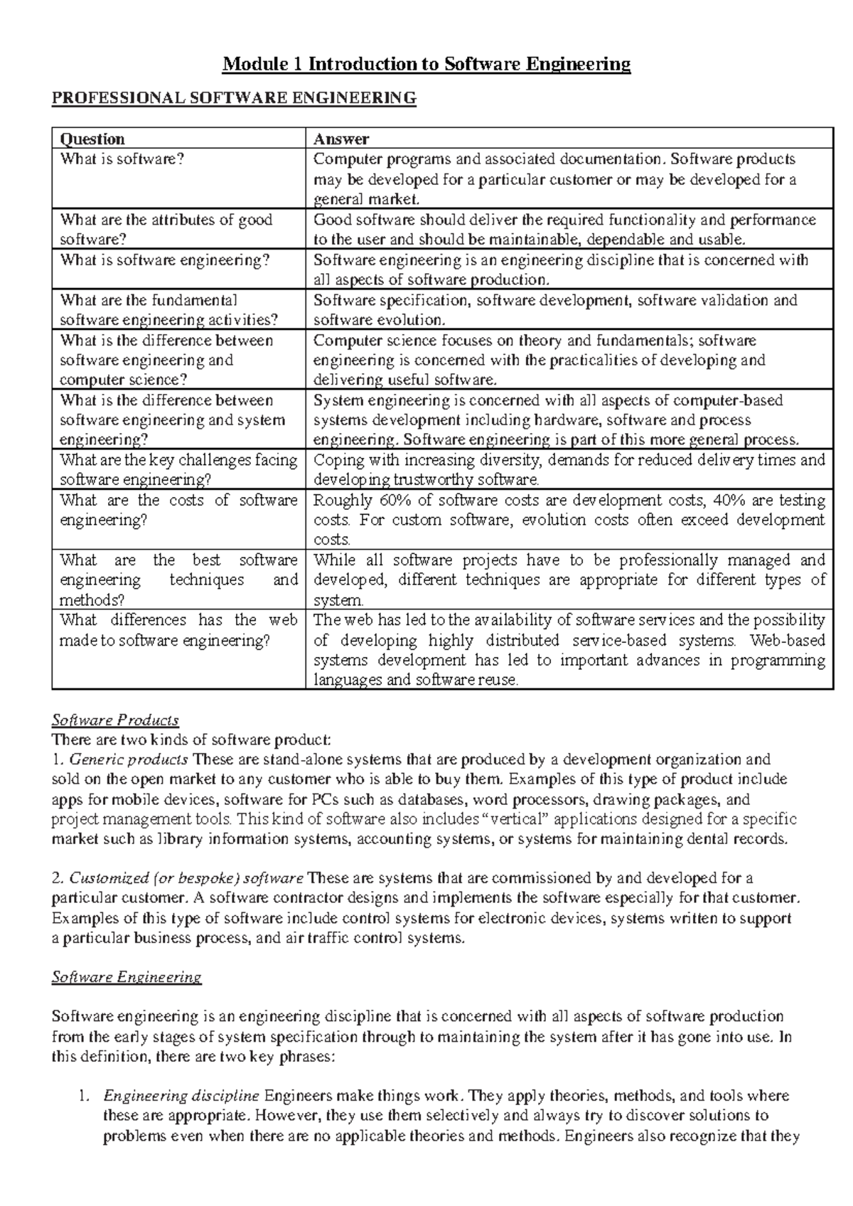 Module 1 Introduction to Software Engineering - Module 1 Introduction to Software Engineering ...