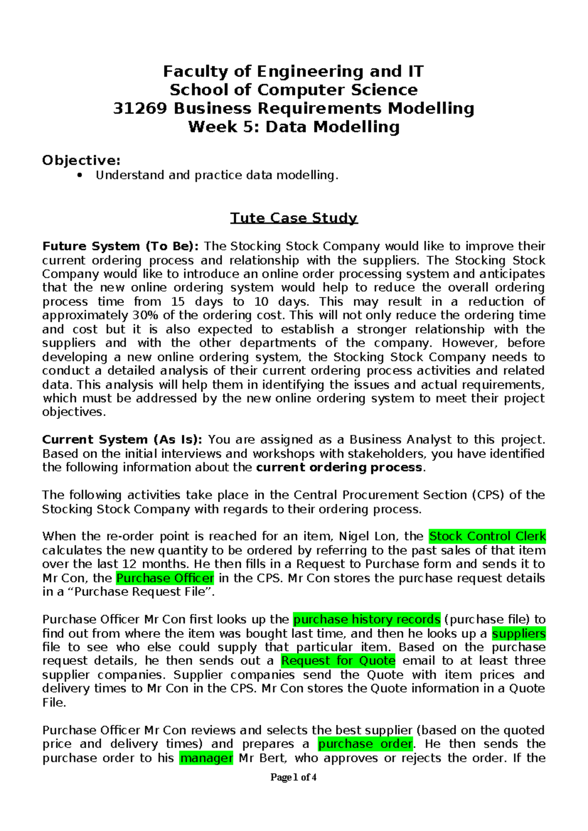 Week 5L Tut tasks - Faculty of Engineering and IT School of Computer ...
