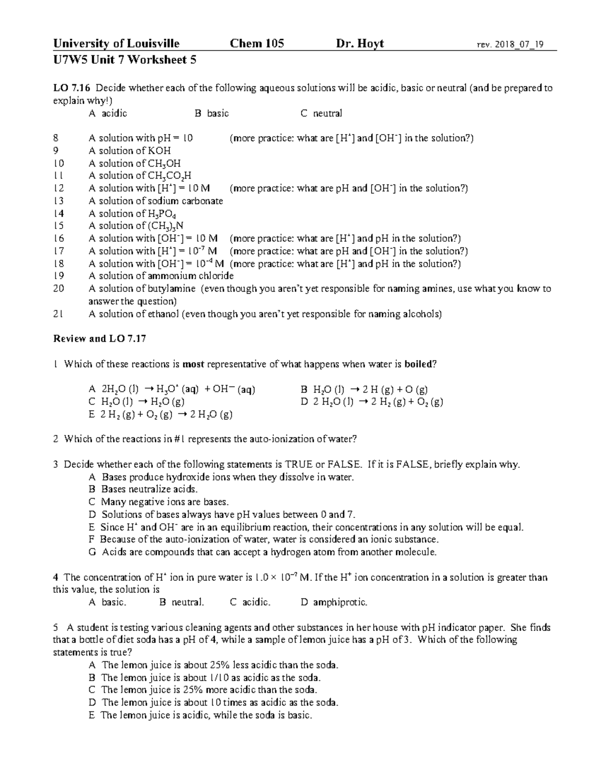 U7W5 Unit 7 wks5 - Chem 105 Unit 7 Worksheet 5. Course taught by Dr ...