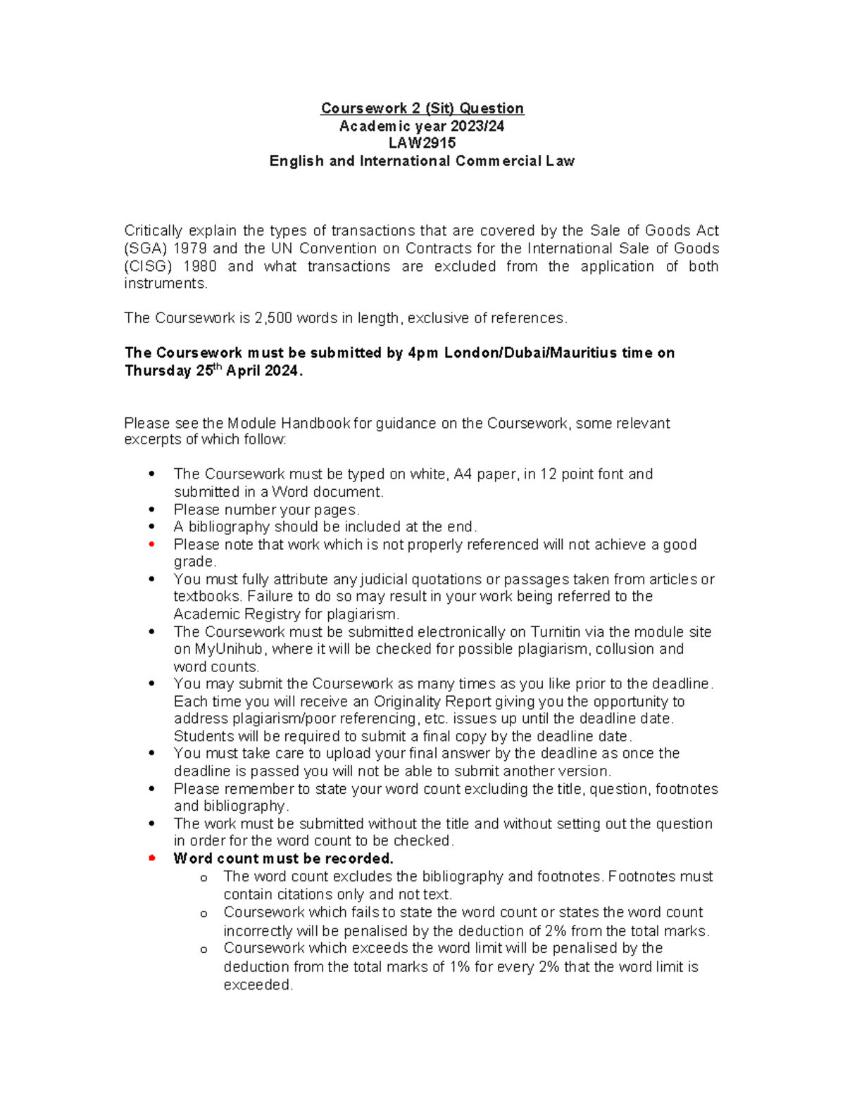 Commercial law coursework - Coursework 2 (Sit) Question Academic year ...