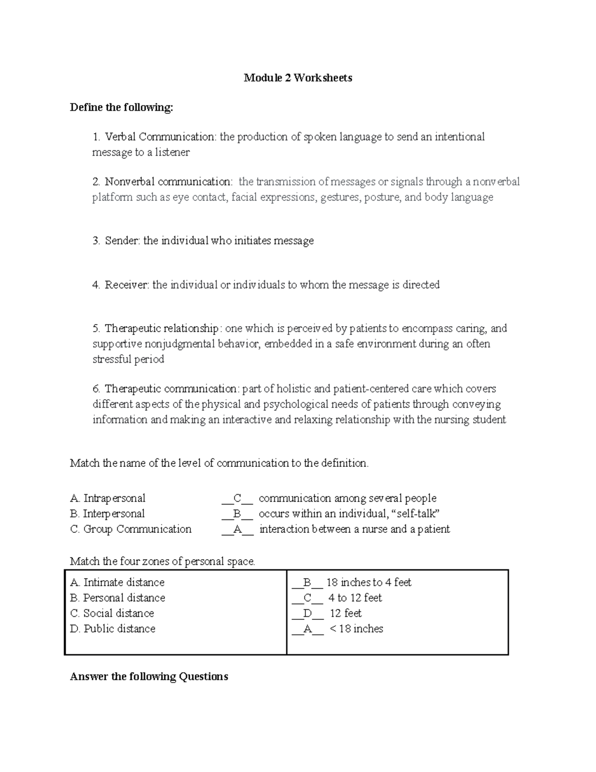 Week 6 - Week 6 Module Work - Module 2 Worksheets Define the following ...