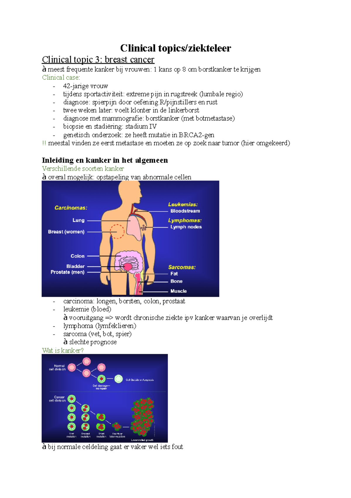 Ziekteleer - samenvatting - Clinical topics/ziekteleer Clinical topic 3 ...