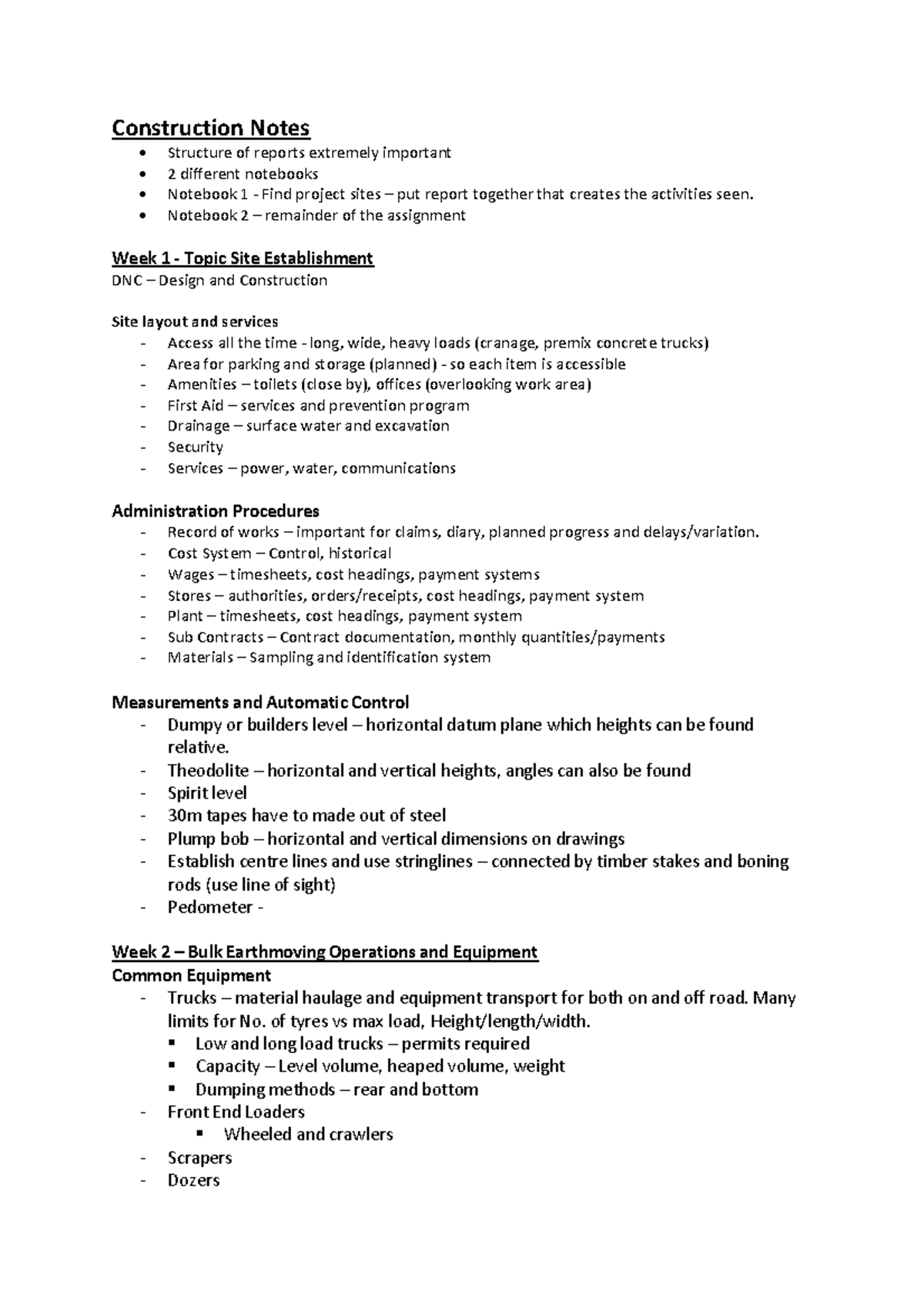 Construction Lecture Notes - Construction Notes • • • • Structure of ...