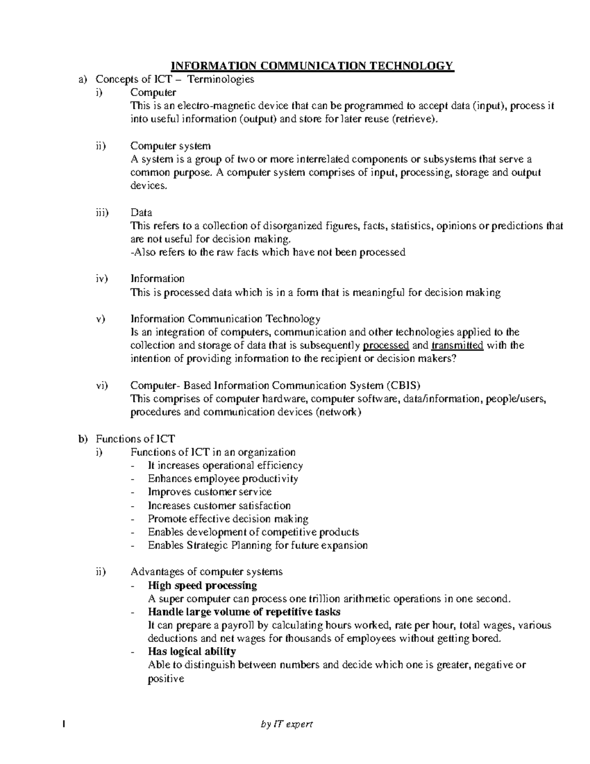 ICT Notes - revision material - 1 by IT expert INFORMATION ...