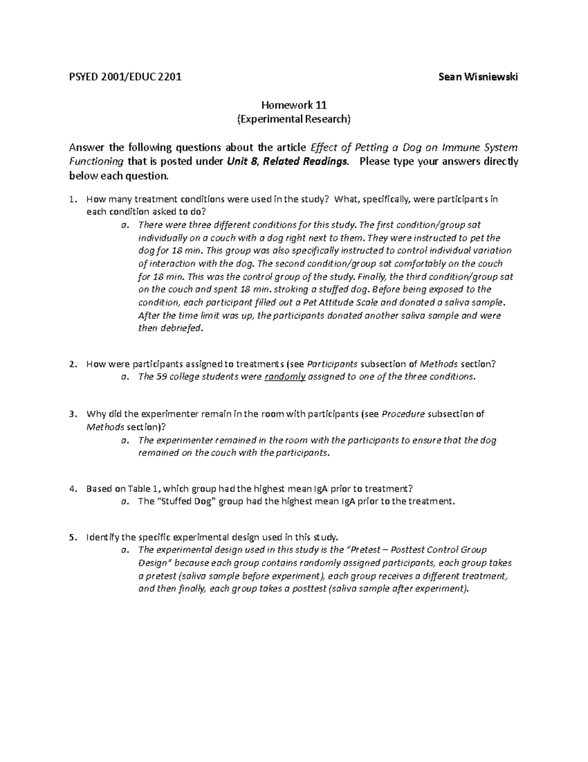 Homework 11 - Experimental Research - PSYED 2001/EDUC 2201 Sean ...