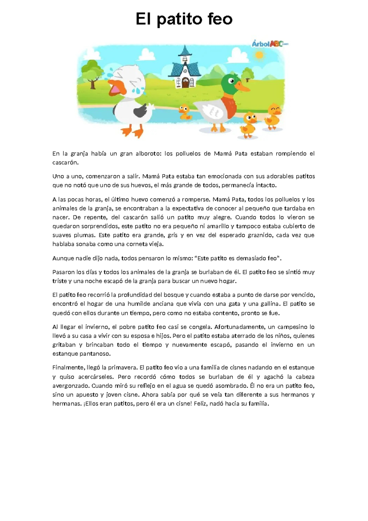 Cuentos Clasicos - El patito feo En la granja había un gran alboroto ...