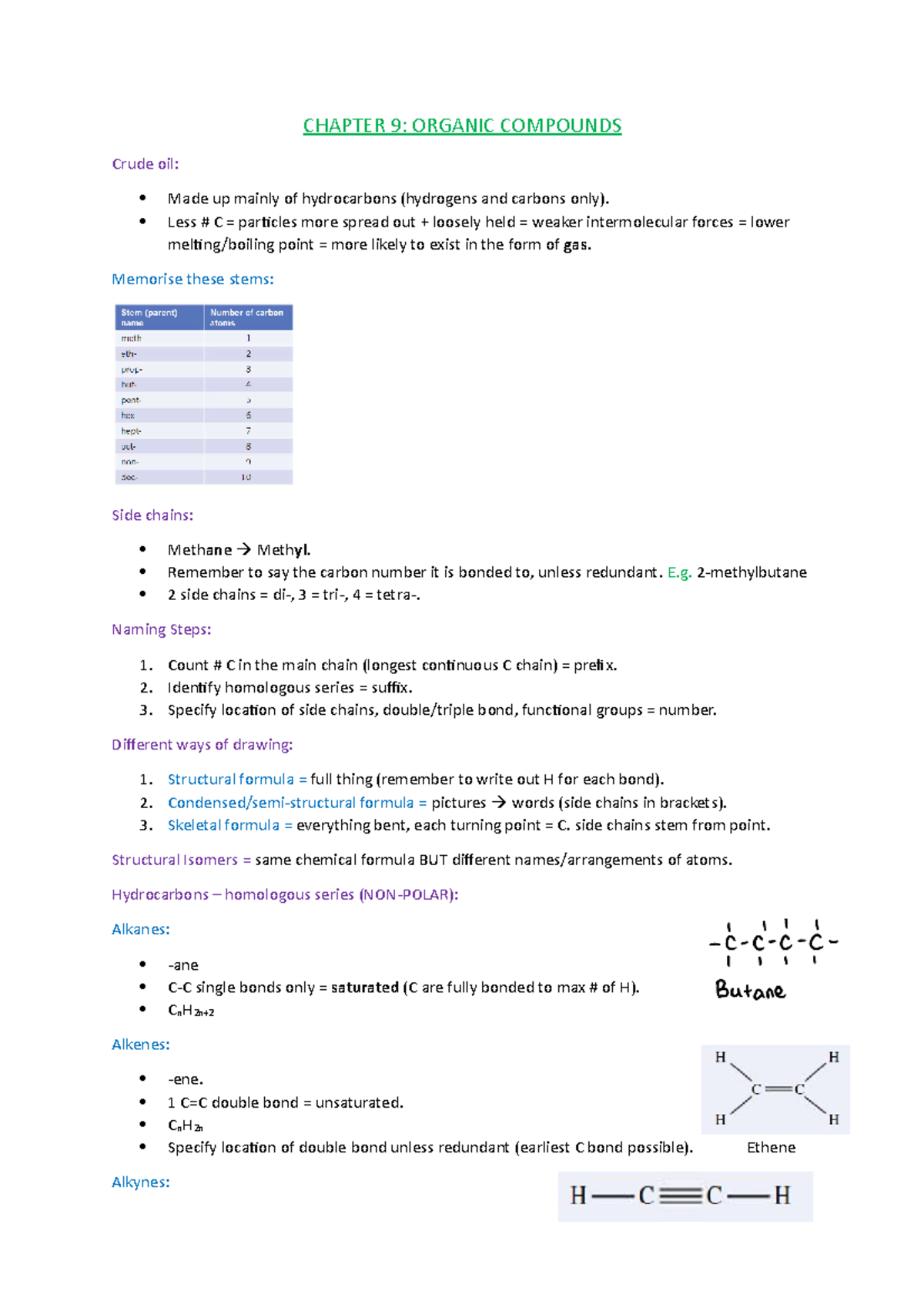 Organic Compounds - CHAPTER 9: ORGANIC COMPOUNDS Crude oil: Made up ...
