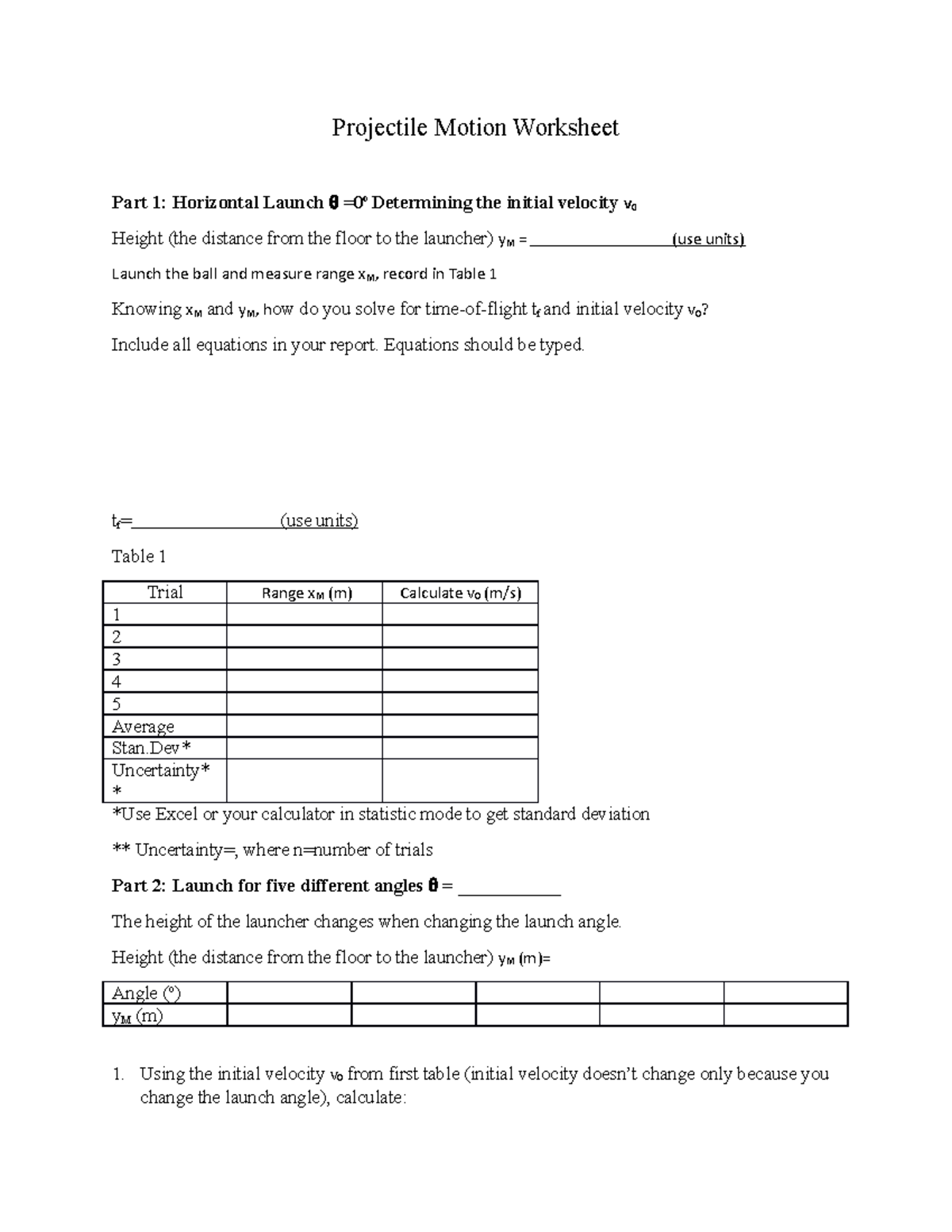 IV Lab3 Guide 1 Lab Guide Projectile Motion Worksheet Part 1 iv-lab3-guide-1-lab-guide-projectile-motion-worksheet-part-1