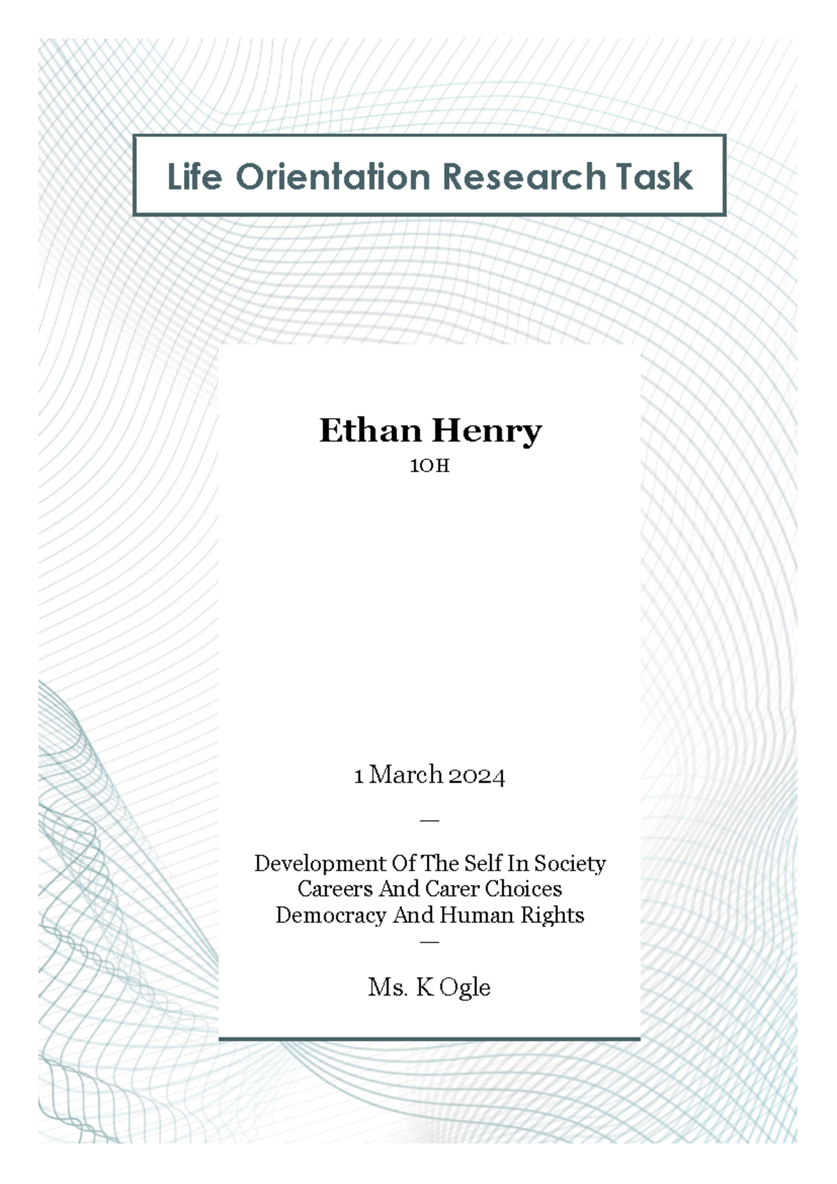 LO Assigment - LO assignment term 1 grade 10. - Life Orientation ...