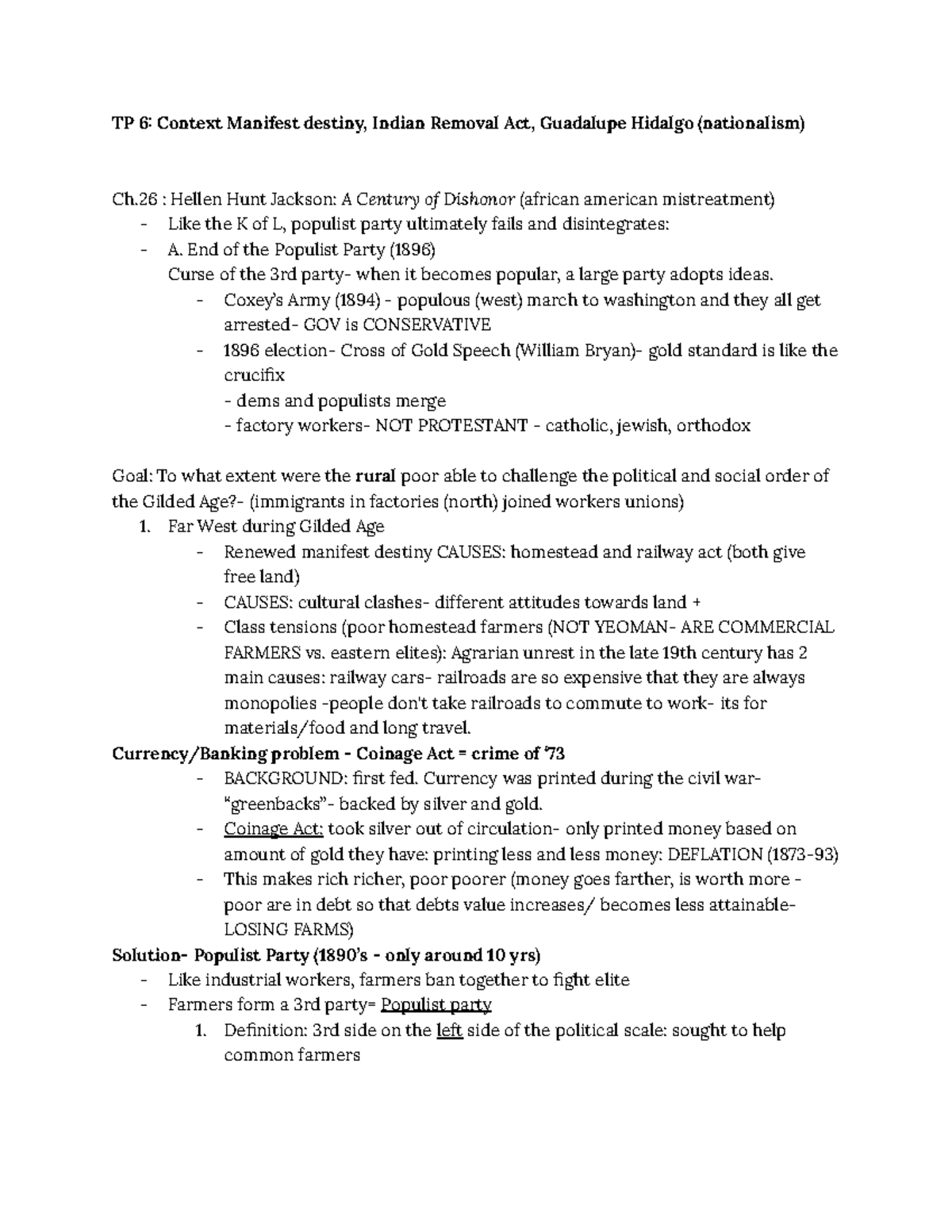 TP 6 Apush Notes - TP 6 Context Manifest destiny, Indian Removal Act ...