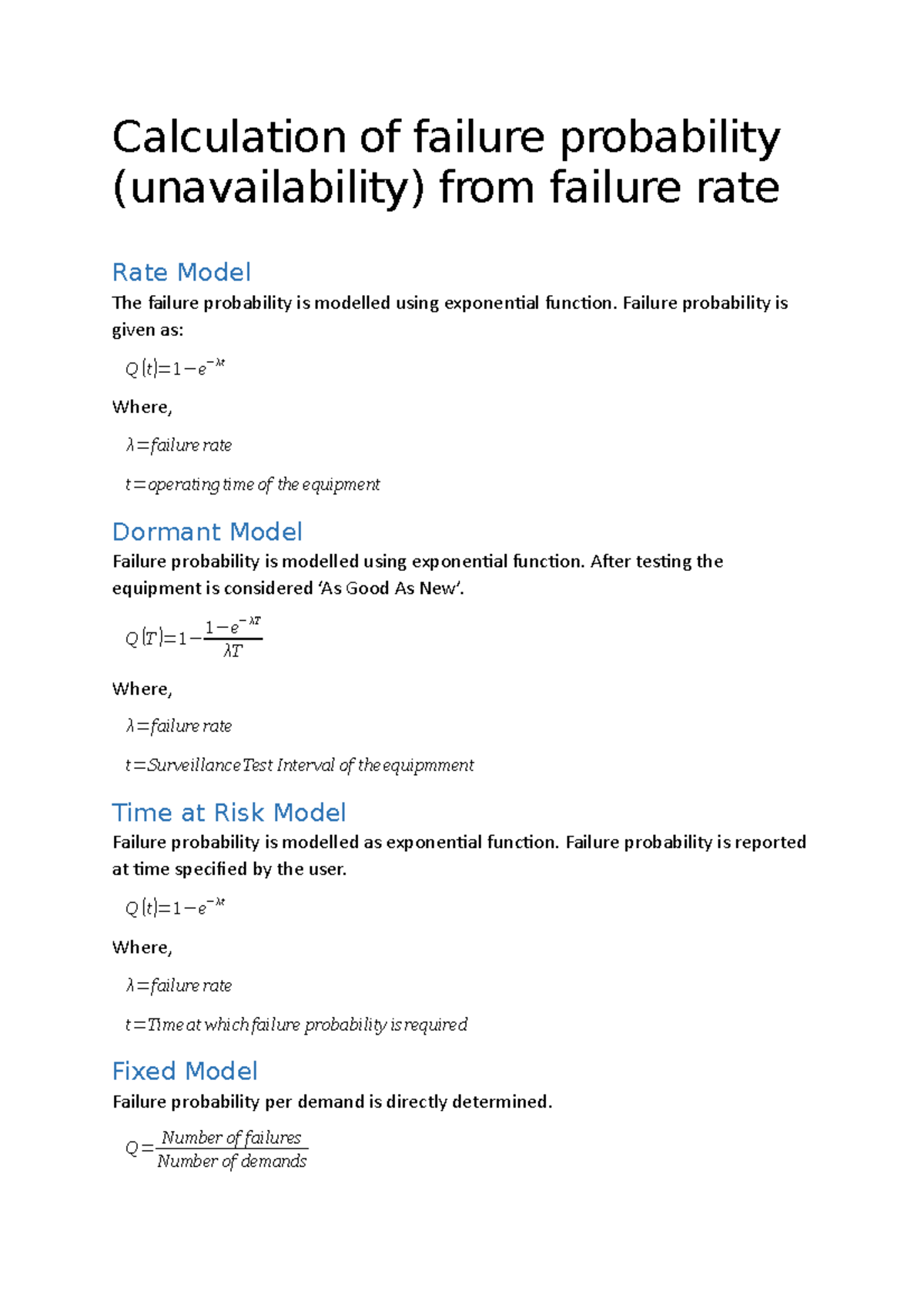 Calculation of failure probability - Failure probability is given as: Q ...