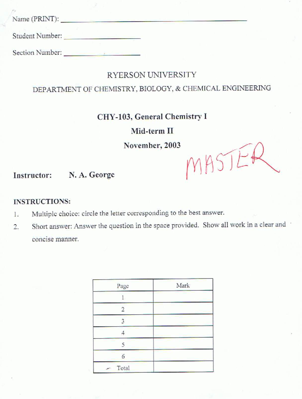 2003 CHY 103 Midterm 2-03 - RTA 101 - Studocu