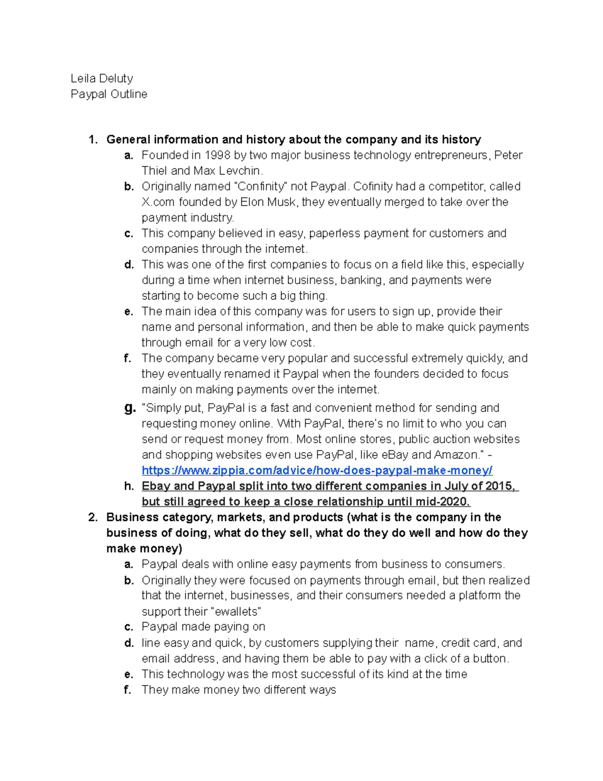 Paypal Outline - Lizi Chen - Leila Deluty Paypal Outline 1. General ...