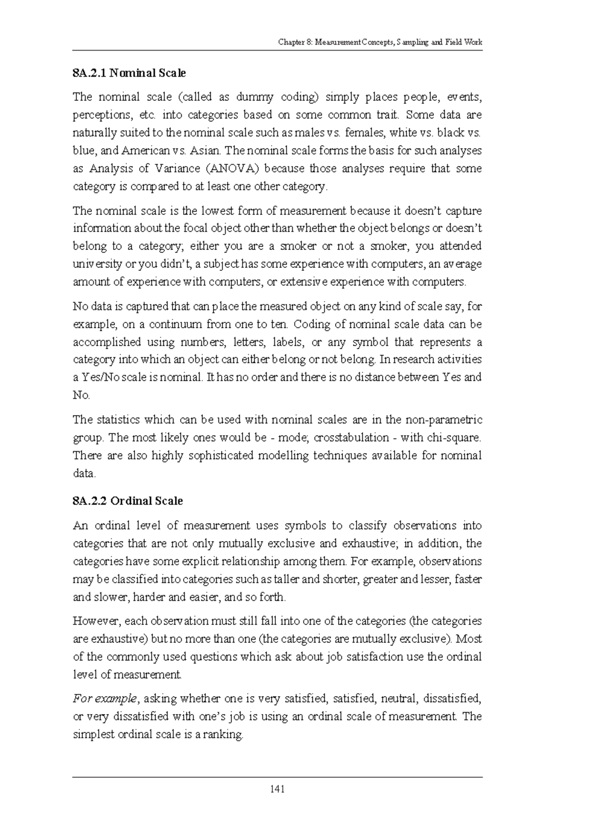 Types of scale - notes - Chapter 8: Measurement Concepts, Sampling and ...