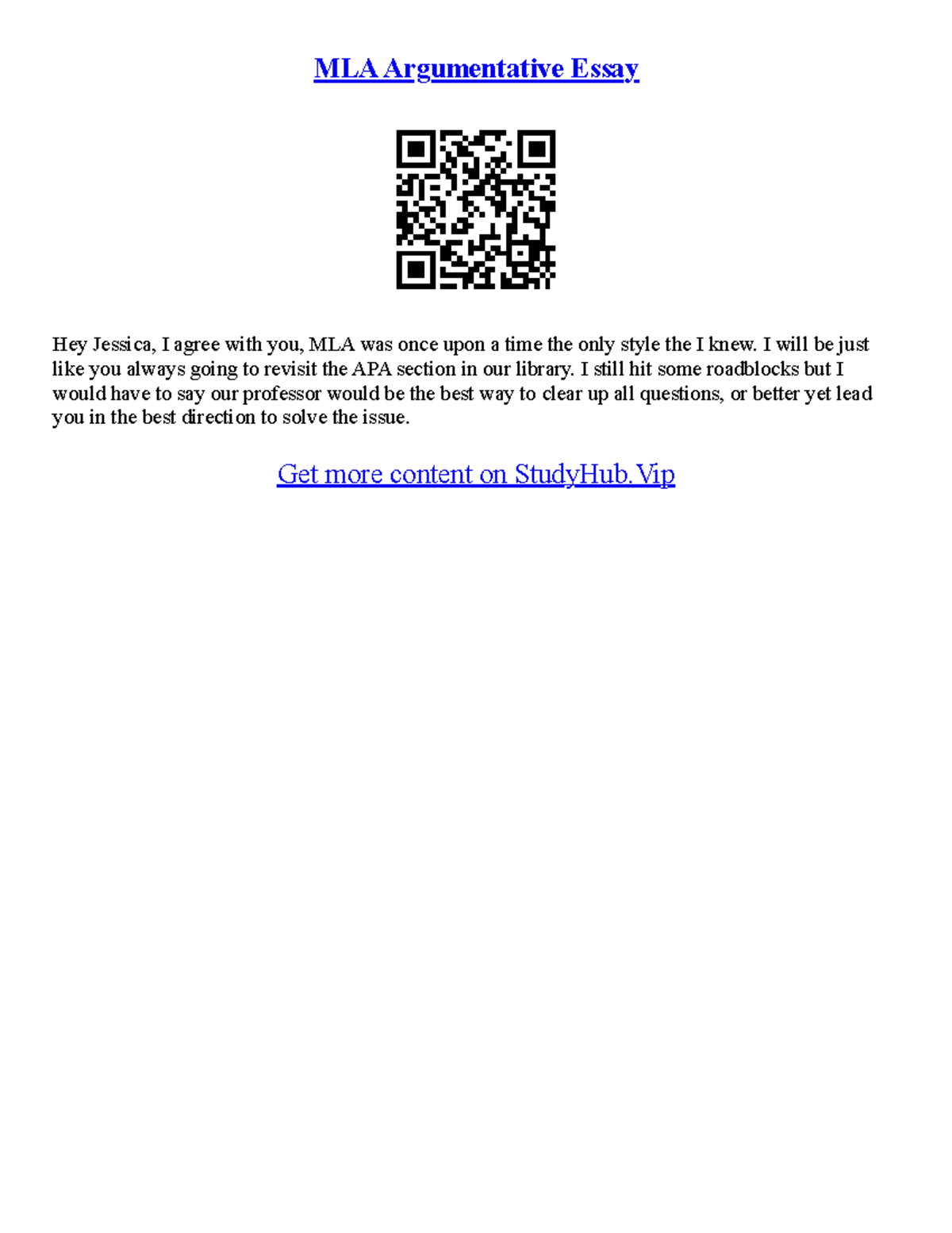 How To Do An Essay In Mla Format - MLA Argumentative Essay Hey Jessica ...
