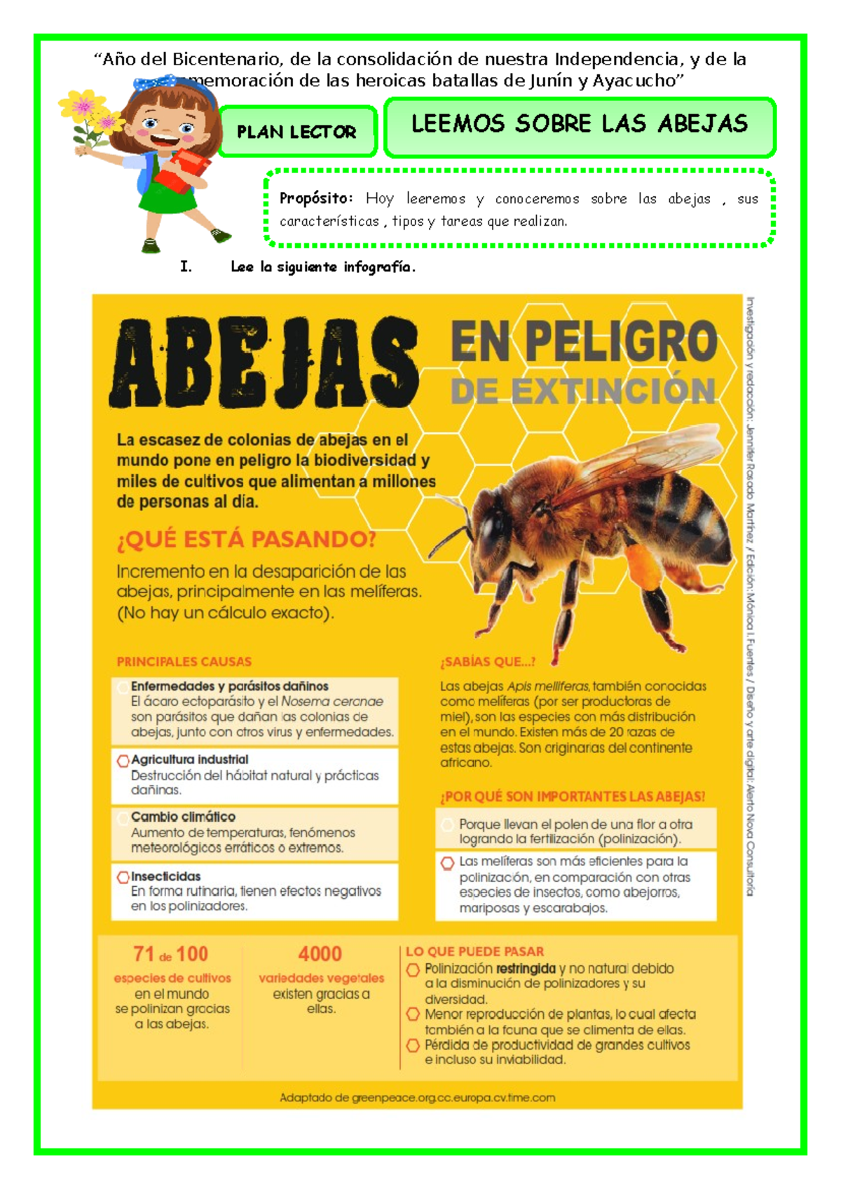 Ficha-JUEV-PLAN Lector- Leemos Sobre LAS Abejas - “Año del Bicentenario ...