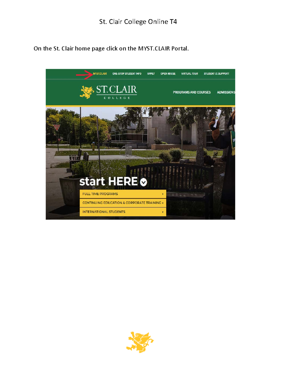 Online T4 Instructions 240226 235328 - GENG 8030 - On the St. Clair home page click on the MYST ...
