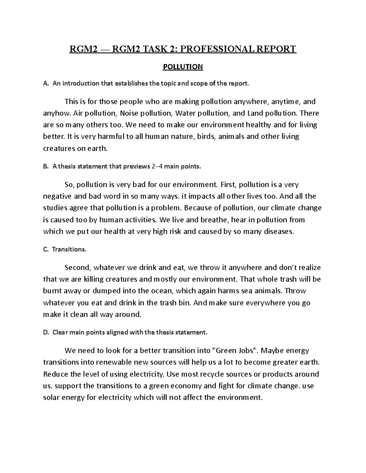Pollution - RGM2 — RGM2 TASK 2: PROFESSIONAL REPORT - RGM2 — RGM2 TASK 2: PROFESSIONAL REPORT ...