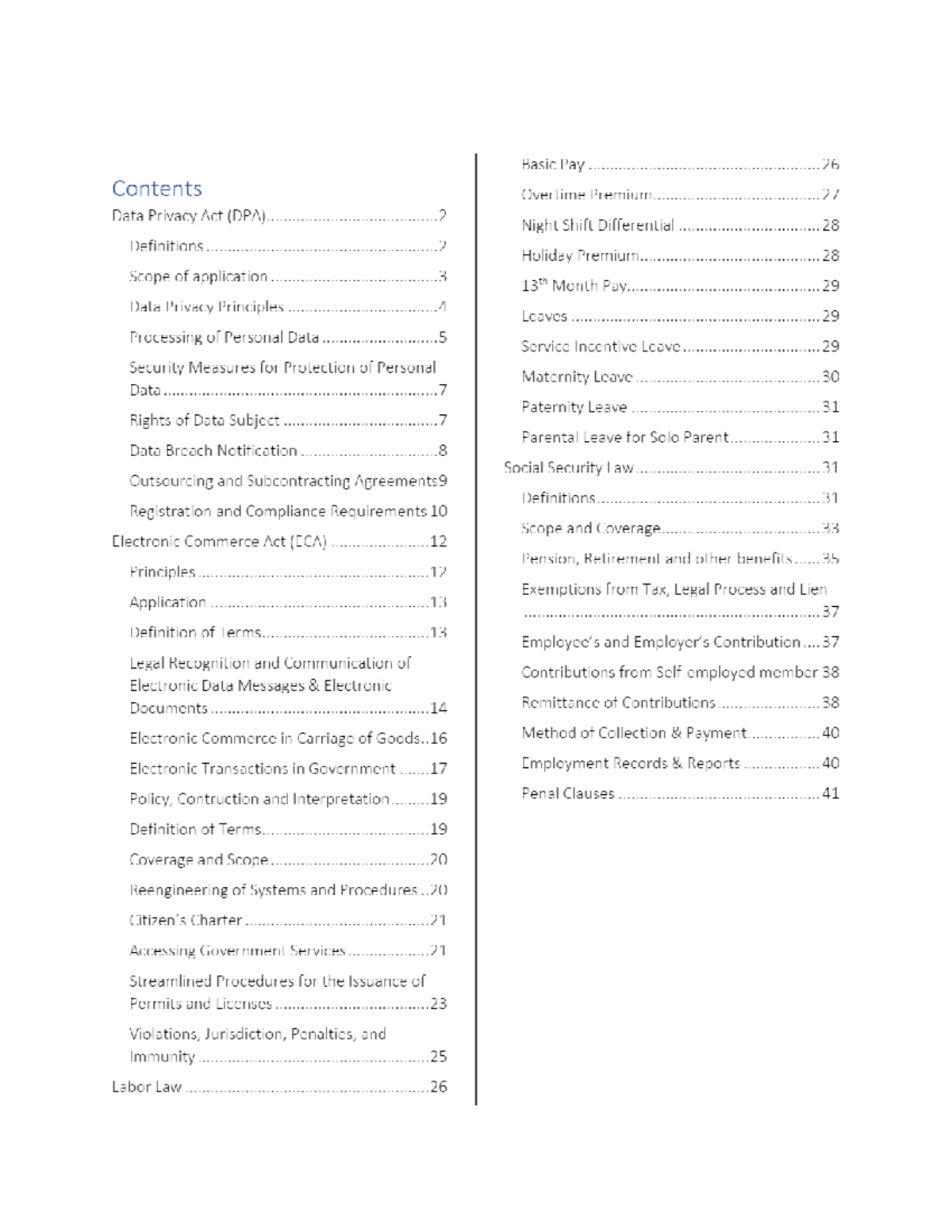 A42 Notes-ON-RFBT - SUMMARY OF DPA AND LABOR LAW - Accounting for ...