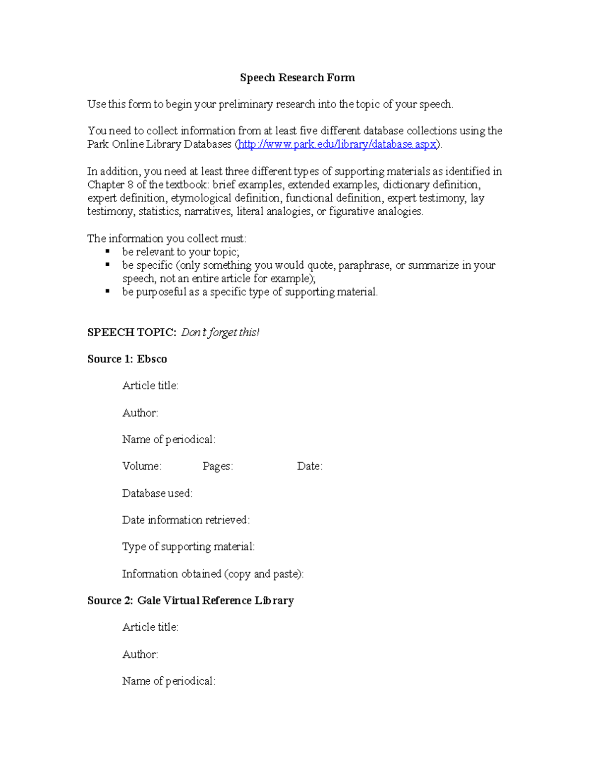 Speech Research Form - complete understanding - Speech Research Form ...