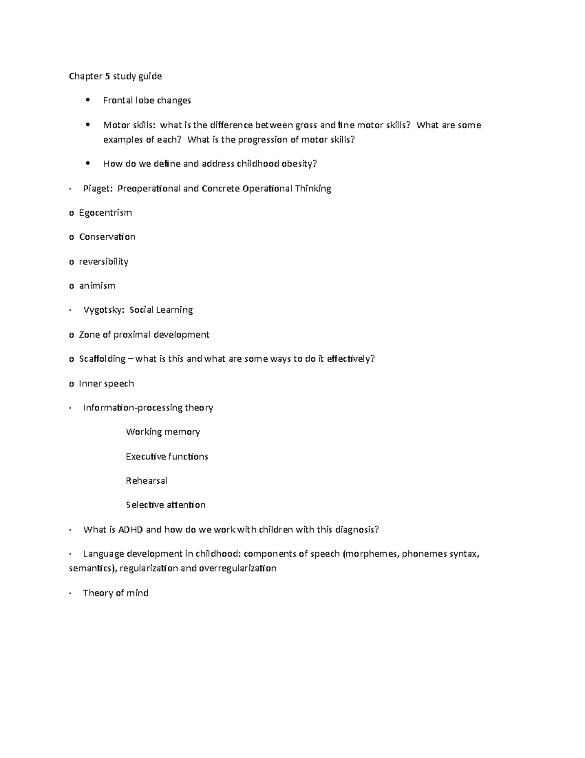 Study guide 5 - Lecture notes chapter 5 - Chapter 5 study guide Frontal ...
