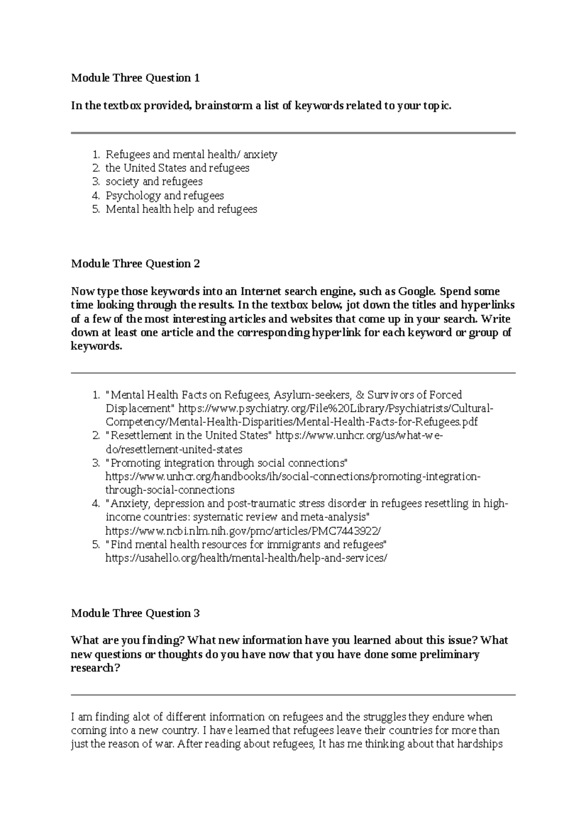 SCS 200 Applied Social Sciences Module 3 short responses - Module Three Question 1 In the ...