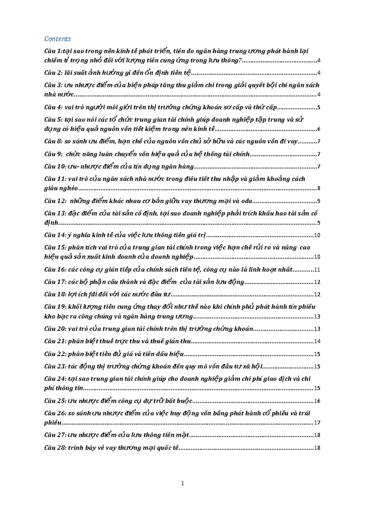 Taichinhtiente 1 - jhuhuh - Contents Câu 1:t ại sao trong nềền kinh tềế ...