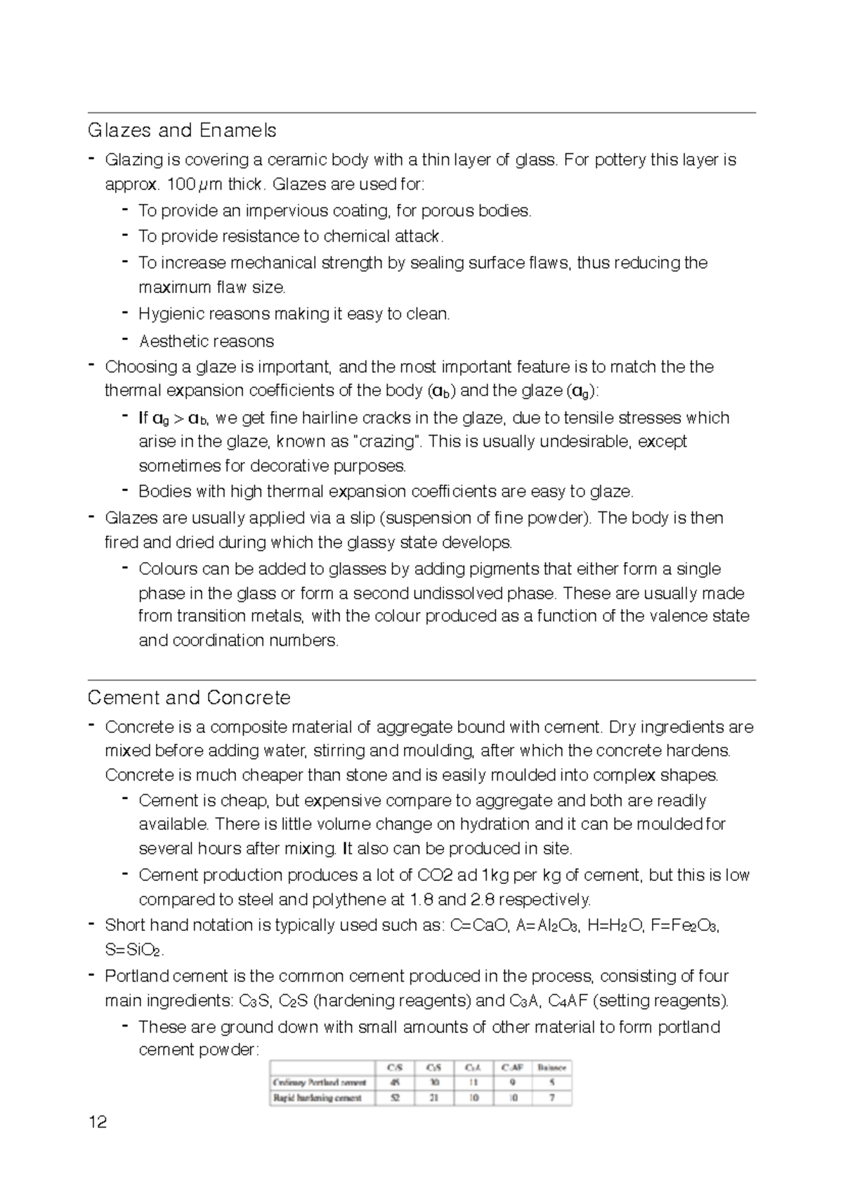 1B Natural Sciences - Materials Science - Course C - Part 2 - Glazes ...