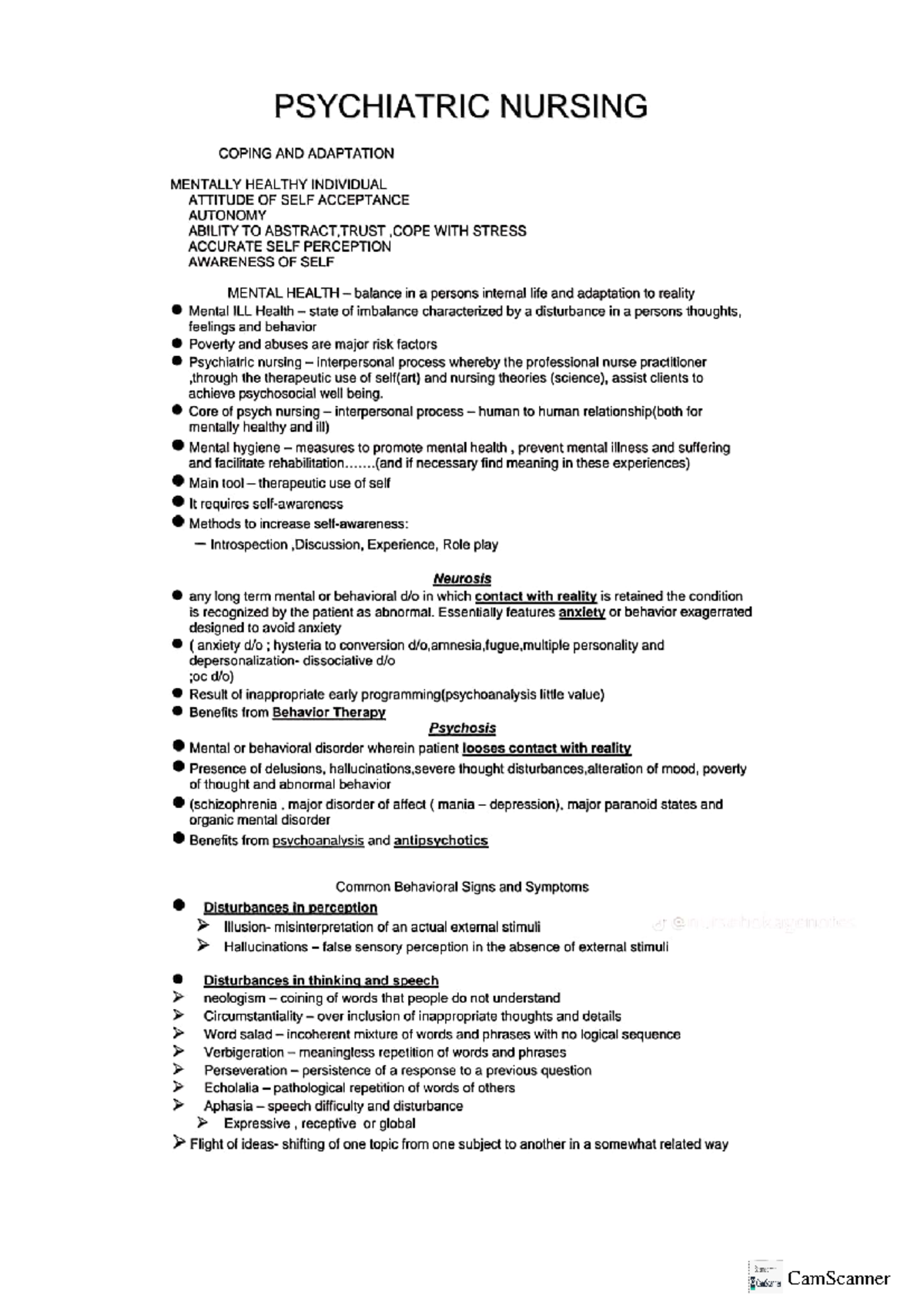 Psychiatric - Notes about psych topics - PSYCHIATRIC NURSING COPING AND ...